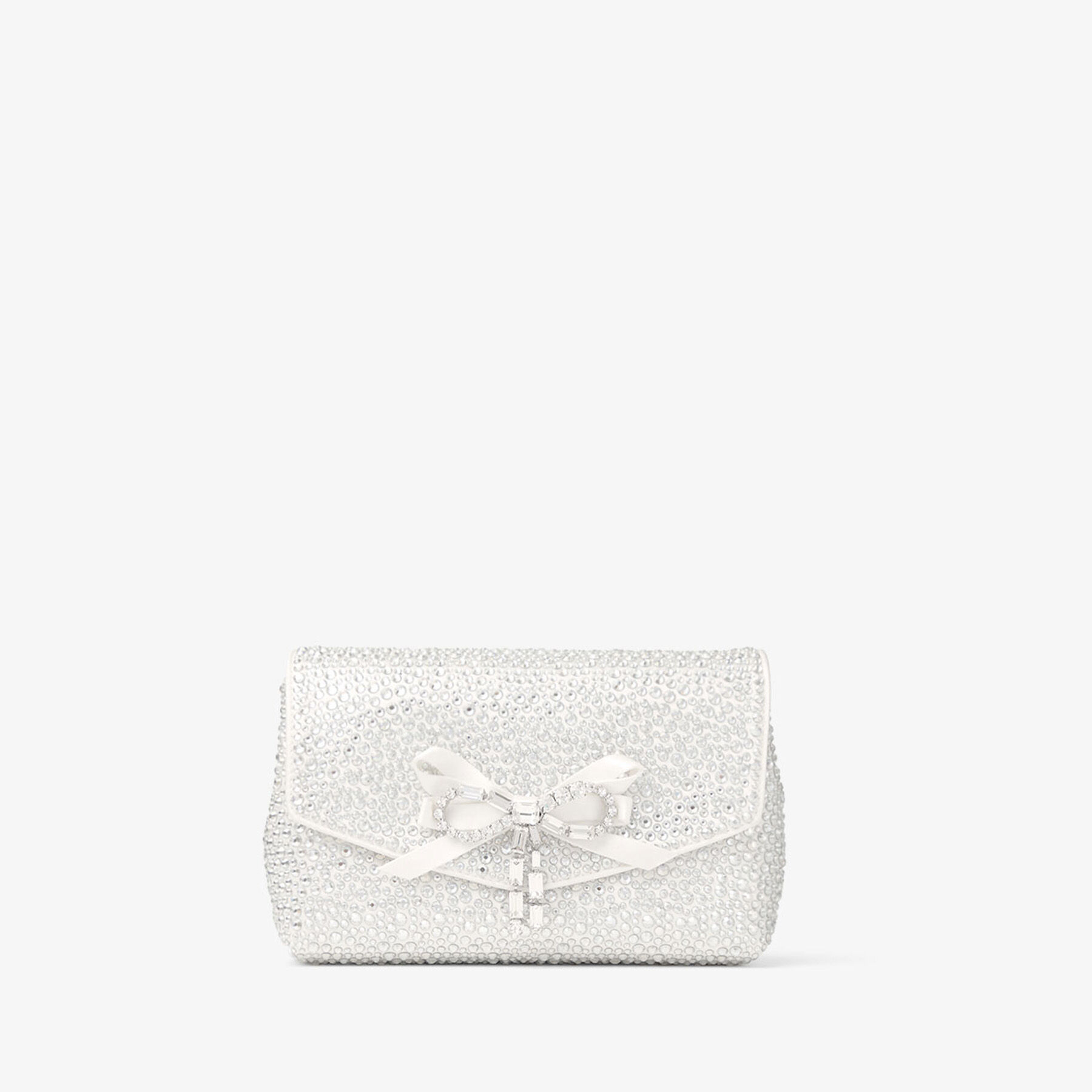 Soft Bow Mini Bag | Bolso mini de satén marfil con lazo de cristal ...