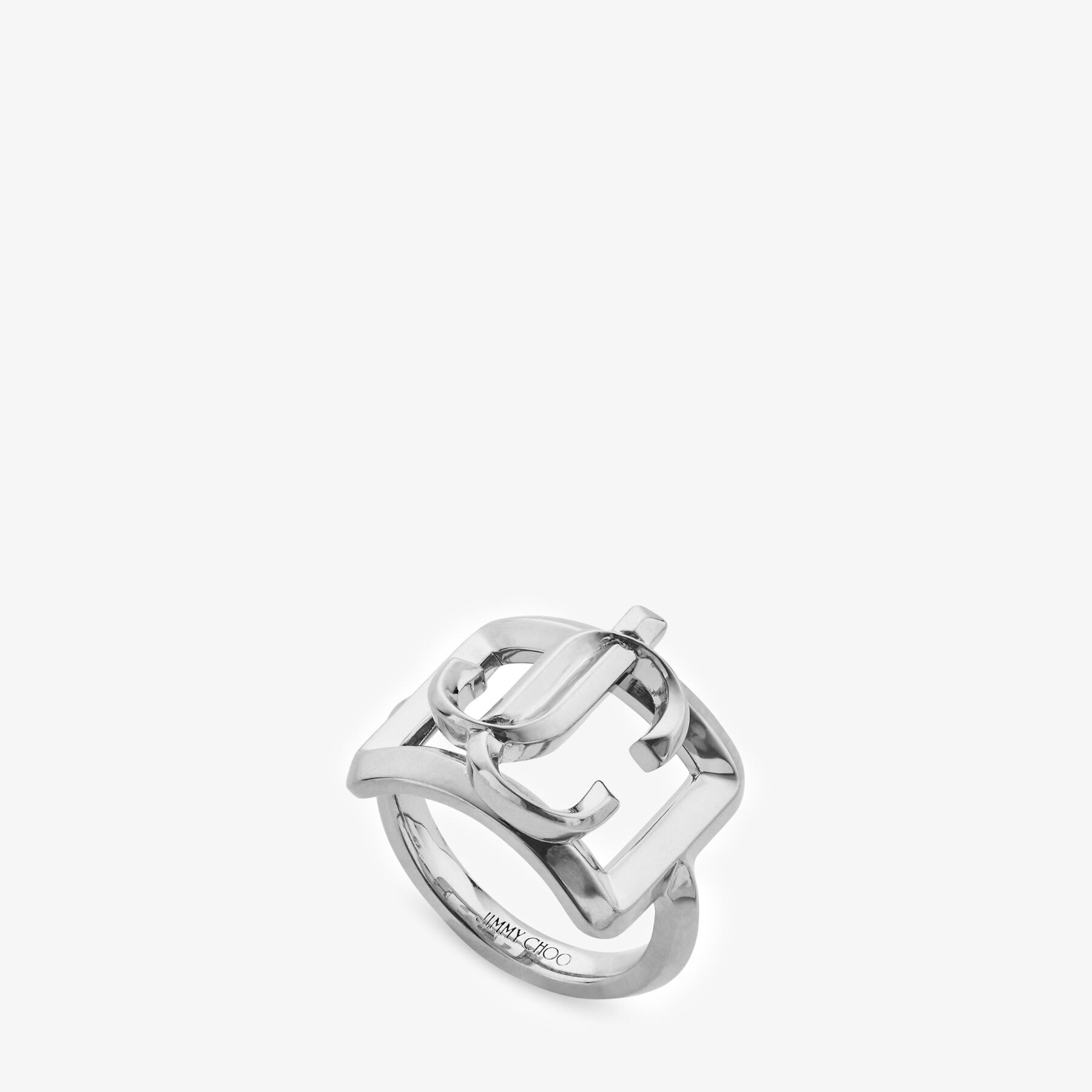 Square JC Slim Ring | Silver Finish Rings | JIMMY CHOO
