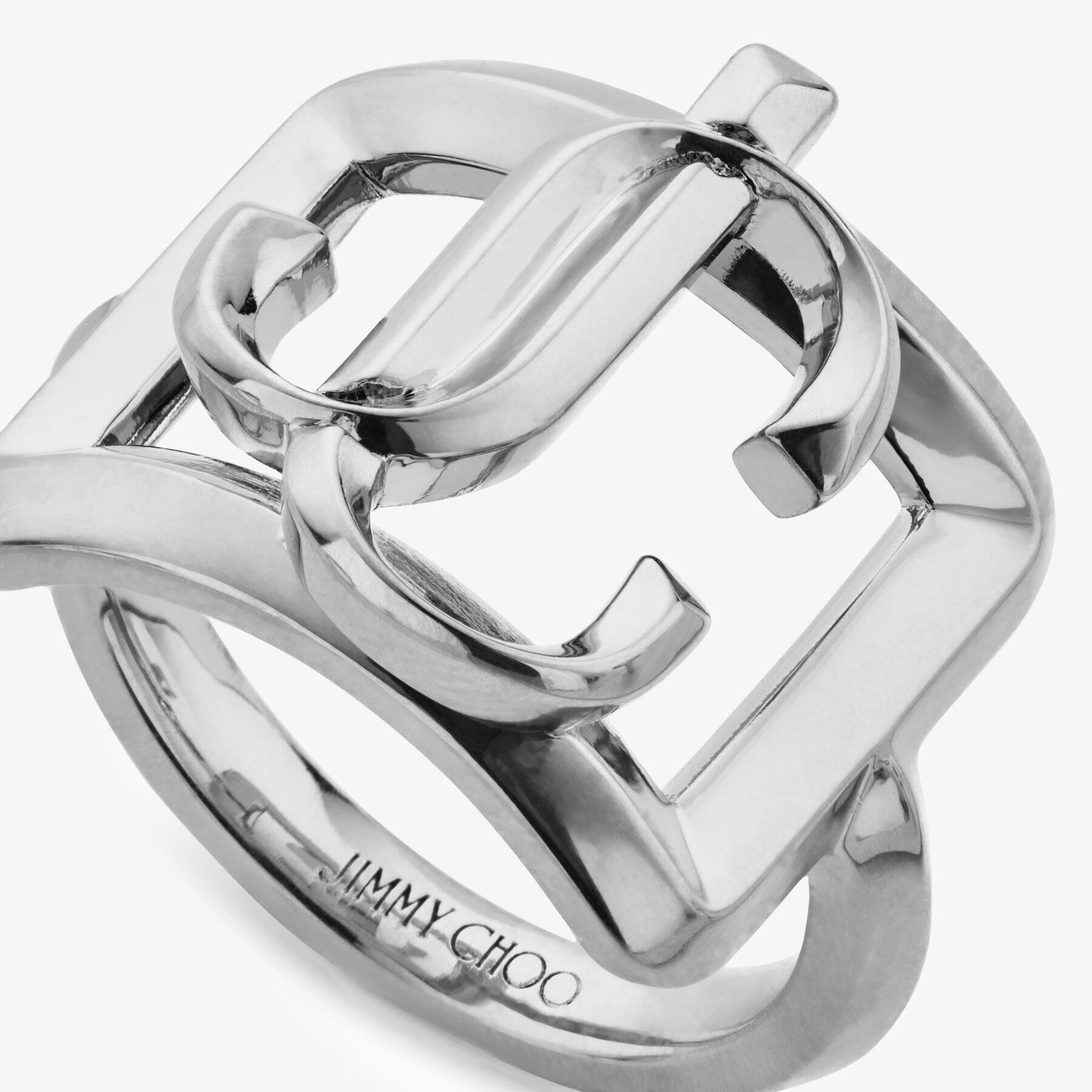 Square JC Slim Ring | Silver Finish Rings | JIMMY CHOO