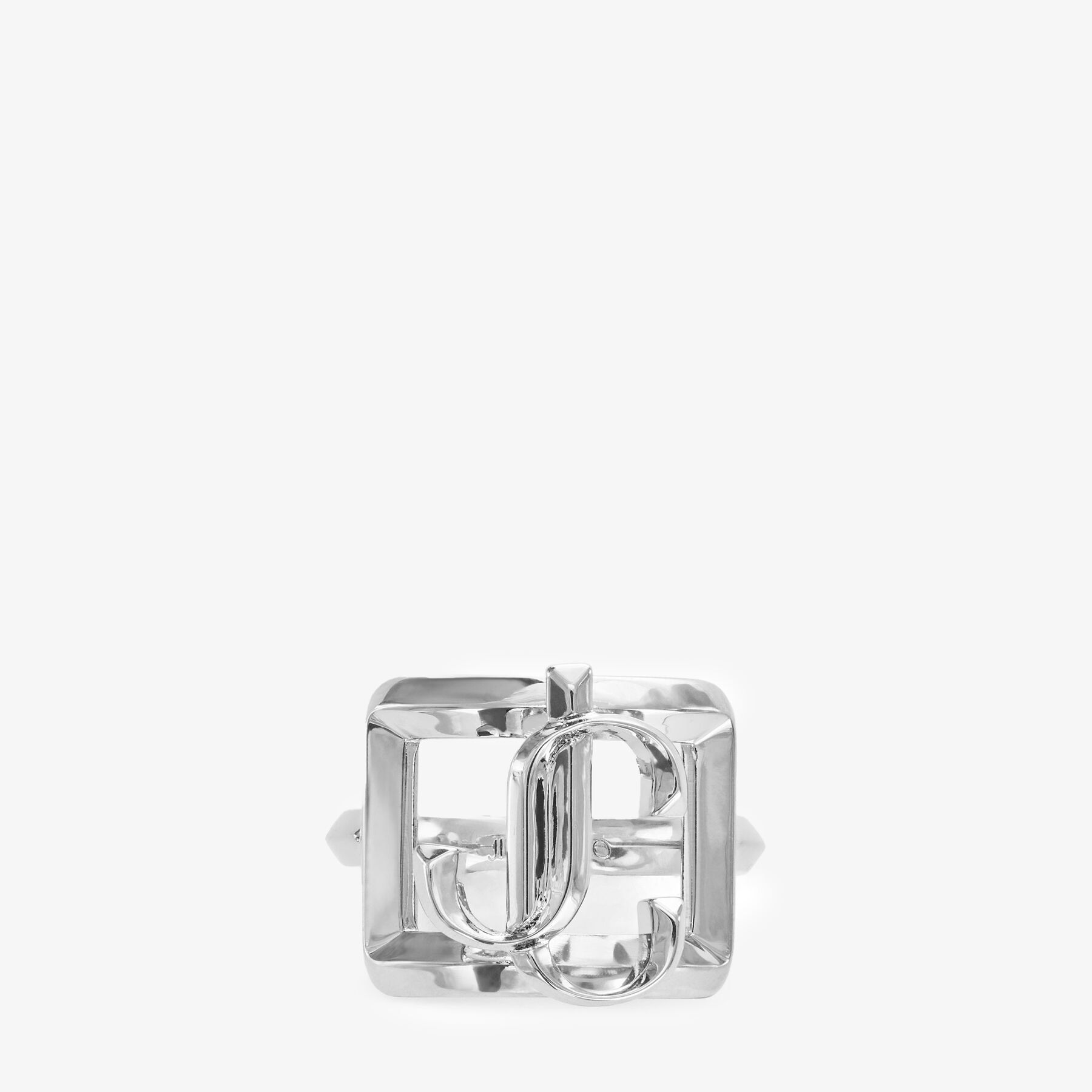 Square JC Slim Ring | Silver Finish Rings | JIMMY CHOO