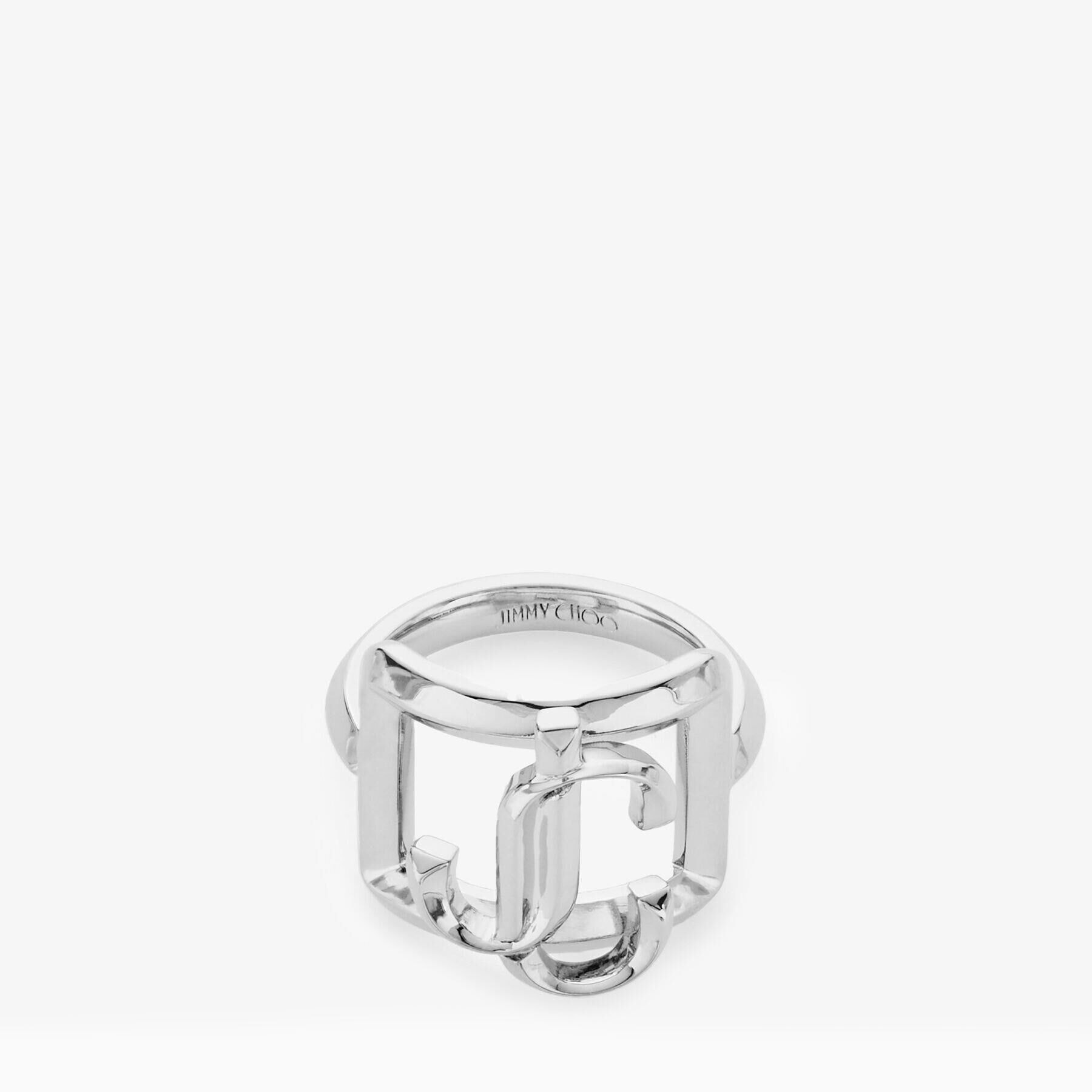 Square JC Slim Ring | Silver Finish Rings | JIMMY CHOO