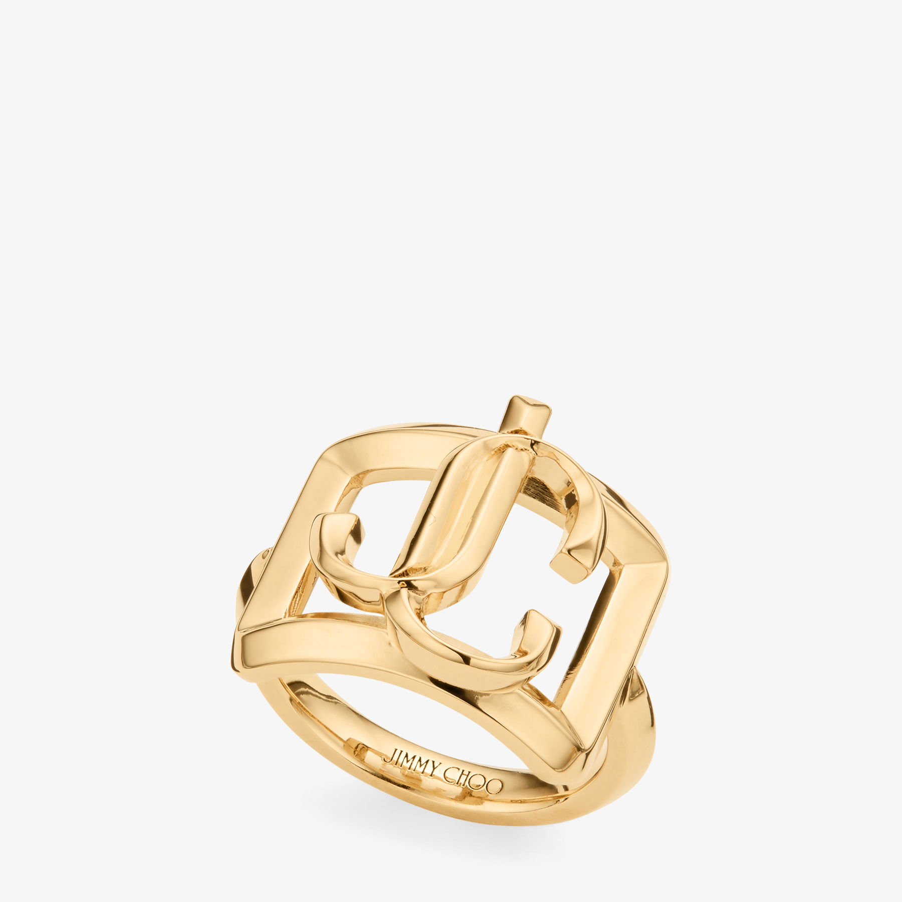 Square JC Slim Ring | Gold Gold Finish Rings | JIMMY CHOO