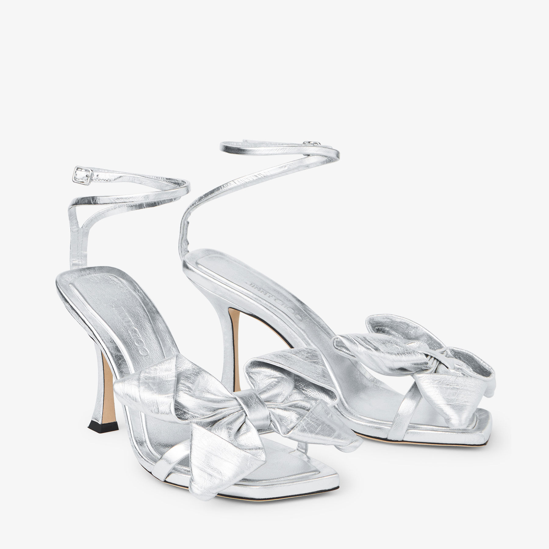 Staz Sandal 90 | 银色复古金属感皮革凉鞋 | JIMMY CHOO ROA