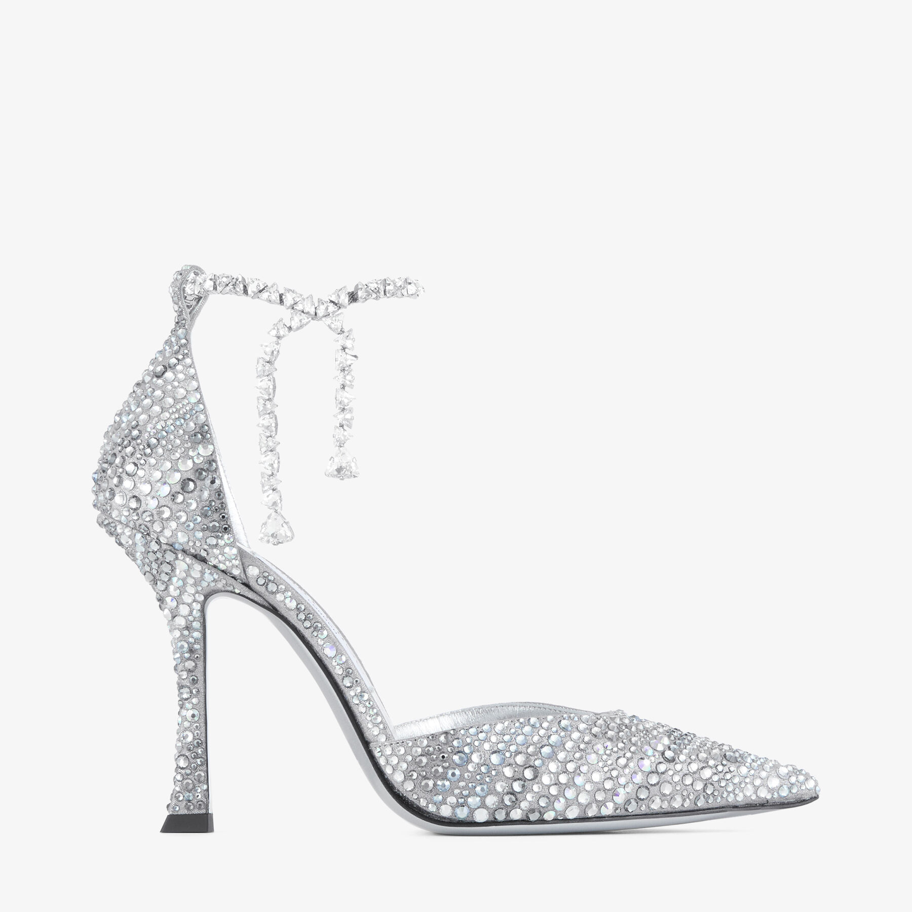 Stevie 100 | Silver Shimmer Suede Crystal Pumps | JIMMY CHOO