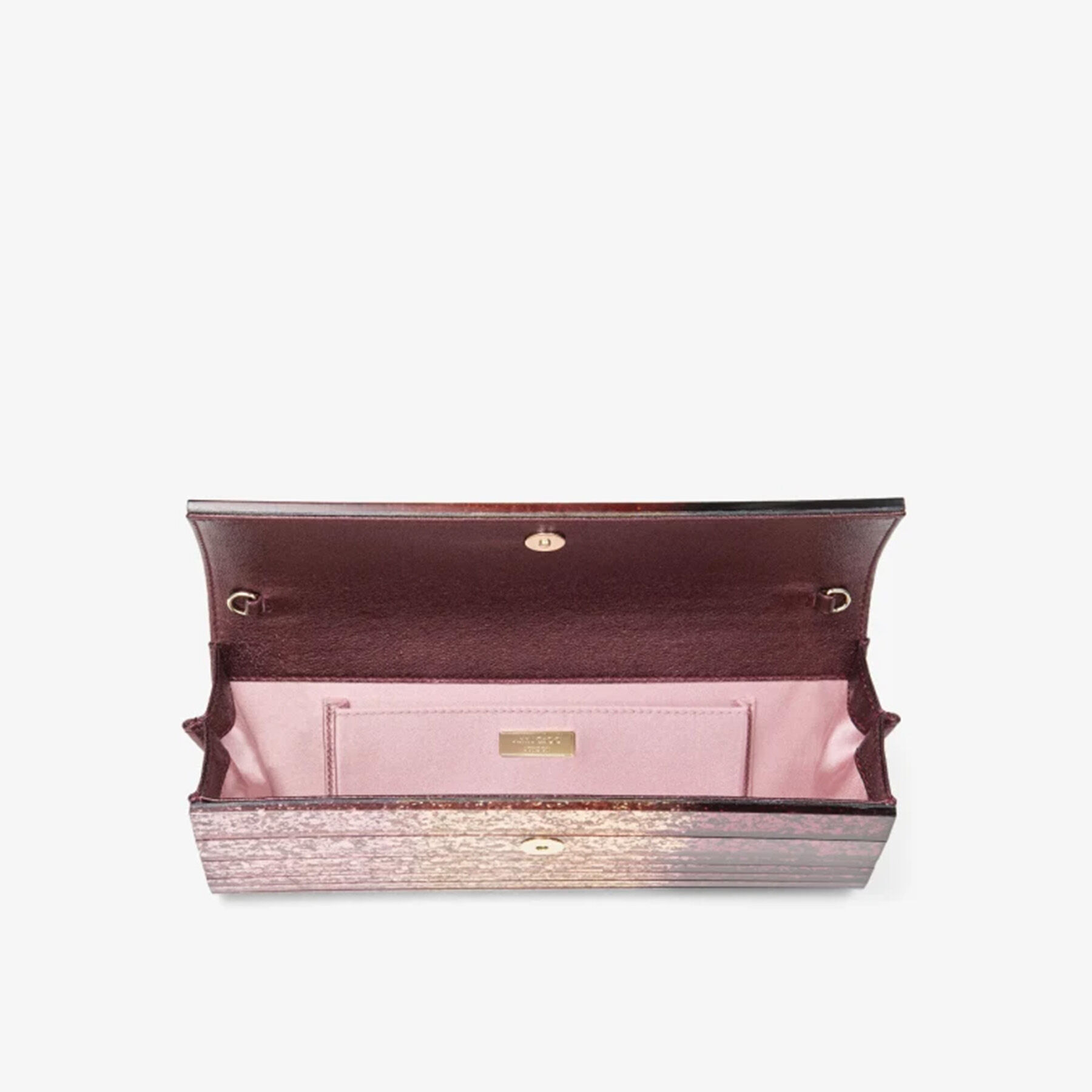 Sweetie | 丝柔绯红色渐变闪粉树脂手拿包 | JIMMY CHOO