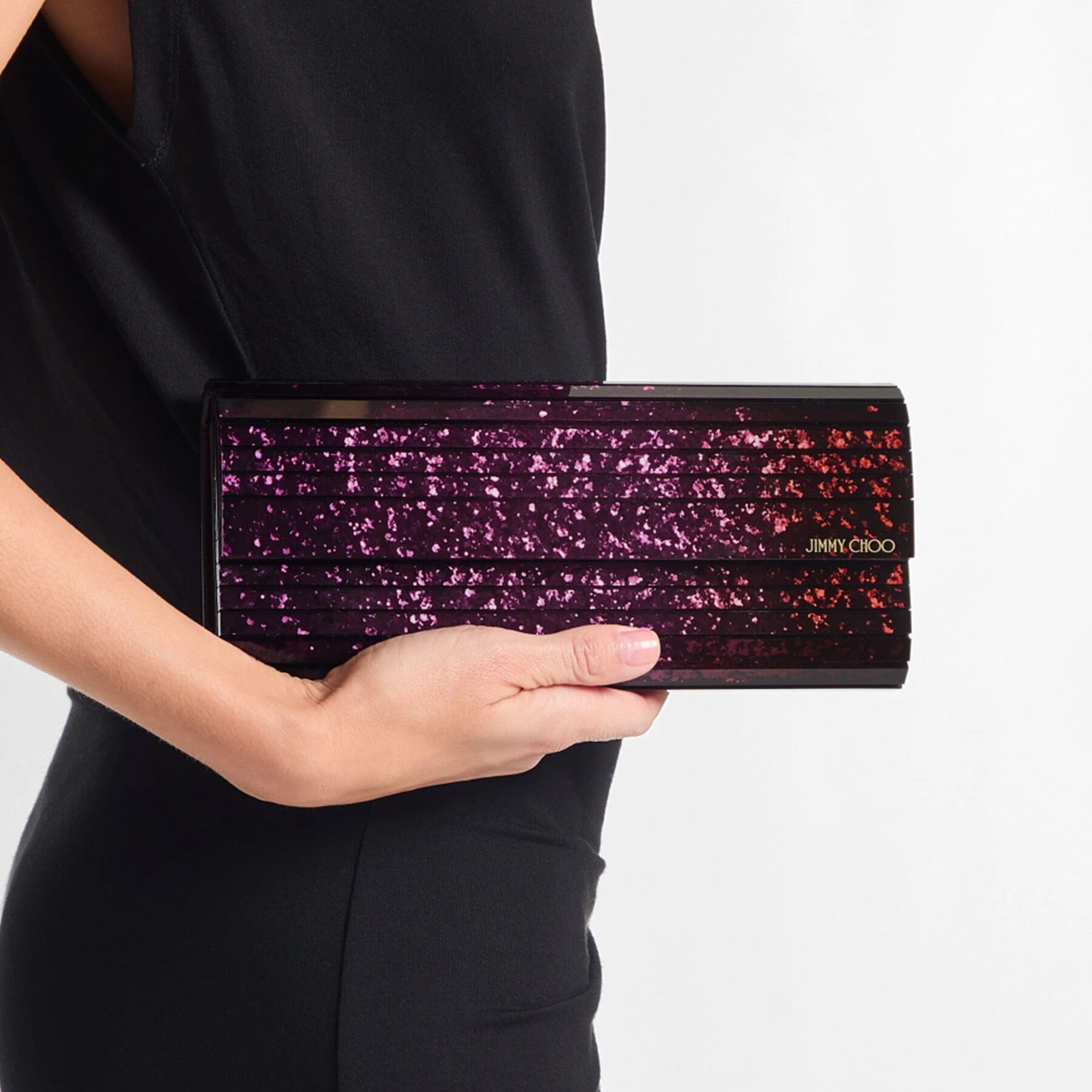 Sweetie | Winter Bloom and Violet Orchid Arylic Degrade Glitter Clutch ...