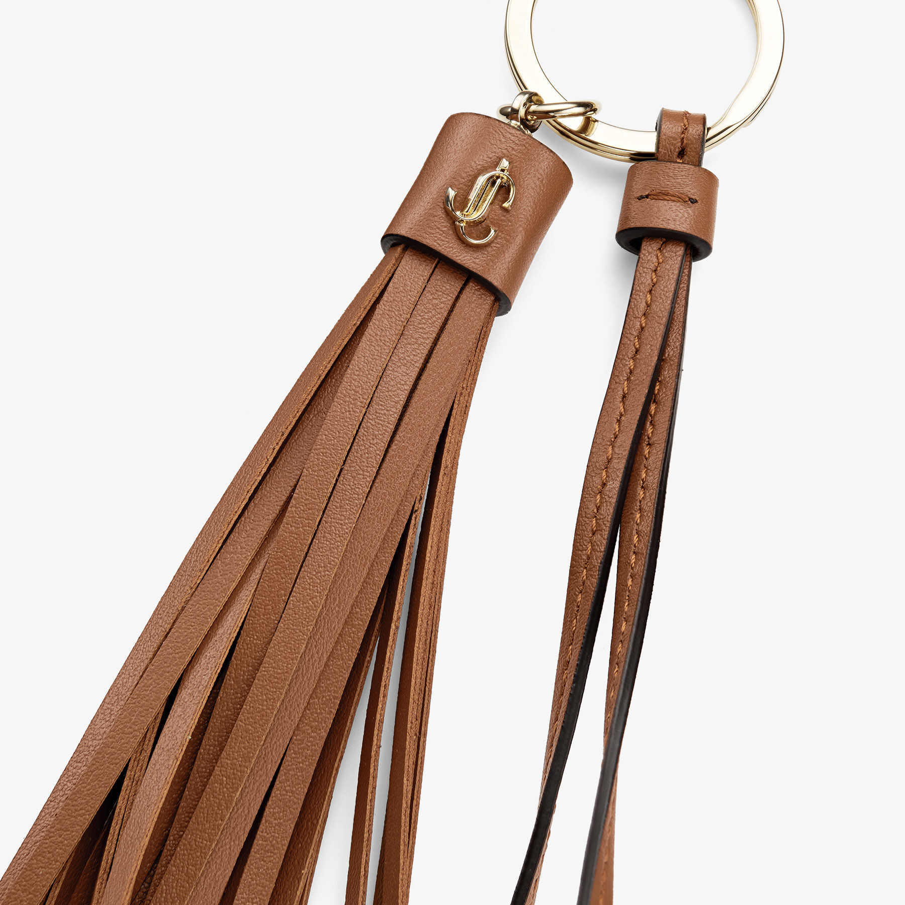 Tassle Keyring Charm | Tan Calf Leather Tassel Bag Charm | JIMMY CHOO