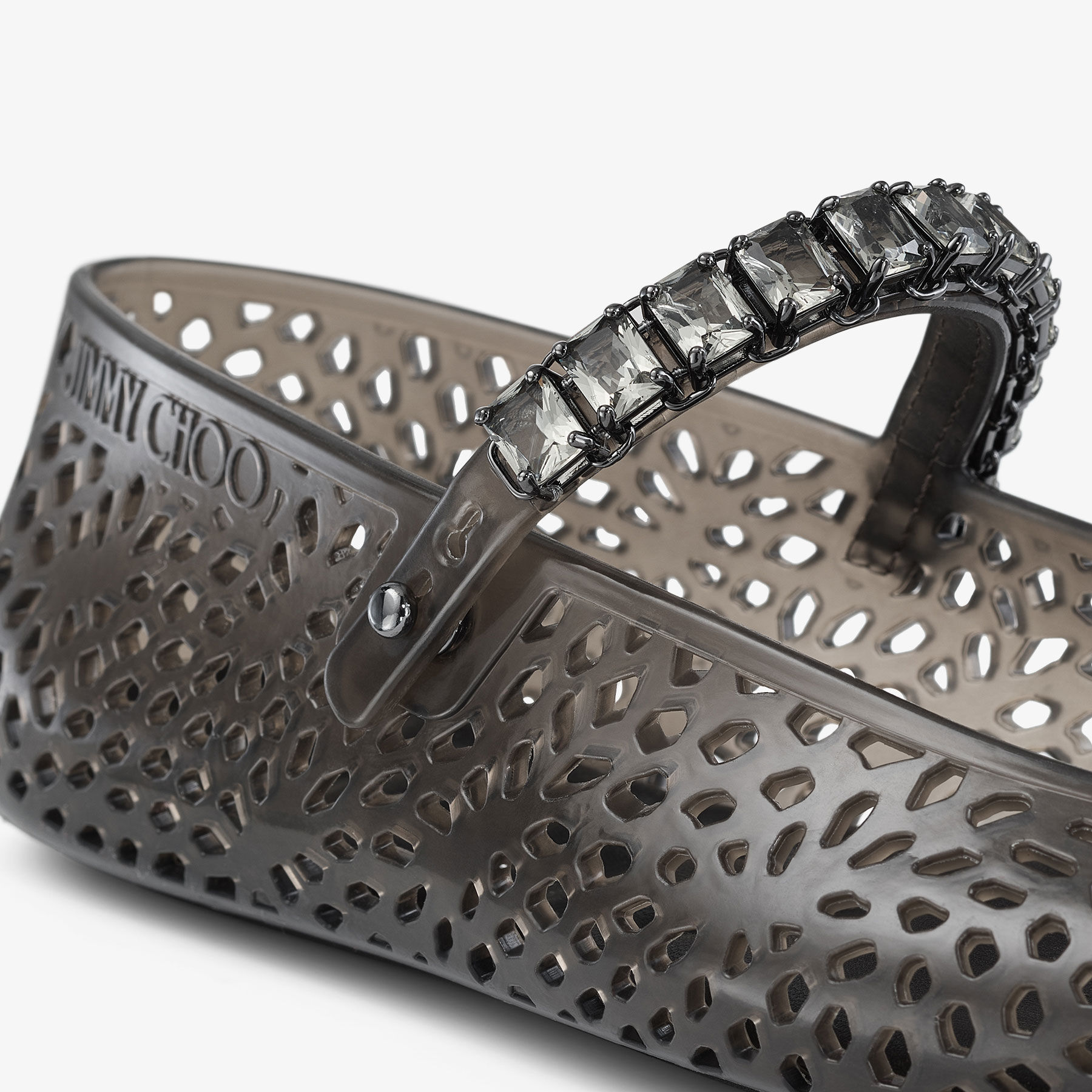 더 젤리 | 크리스털 장식 블랙 젤리 발레리나 플랫 | 지미추