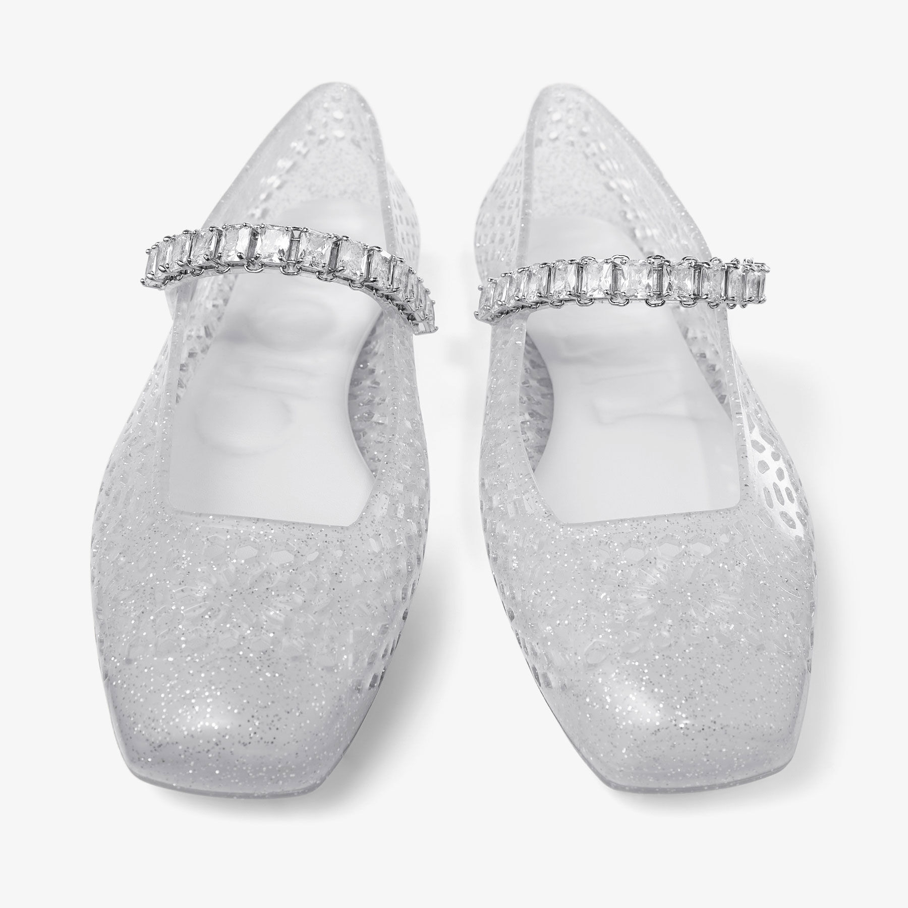 The Jelly | Clear Jelly Ballerina Flats with Crystal Embellishment ...