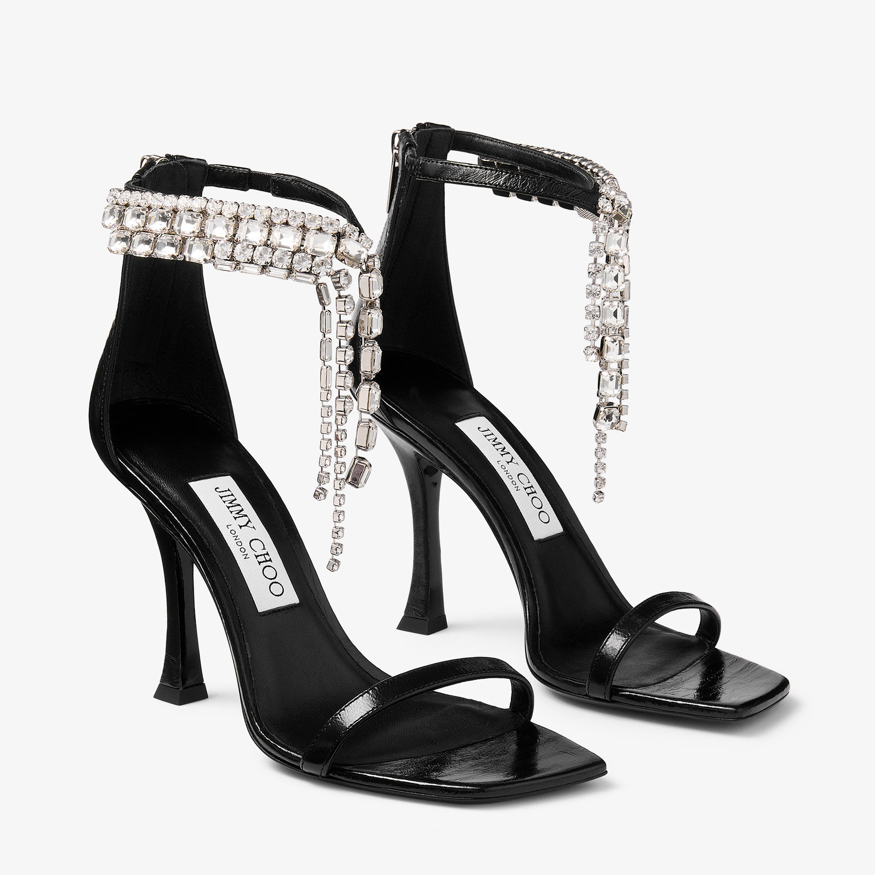 Verity Sandal 100 | Black Vintage Metallic Leather Sandals | JIMMY CHOO