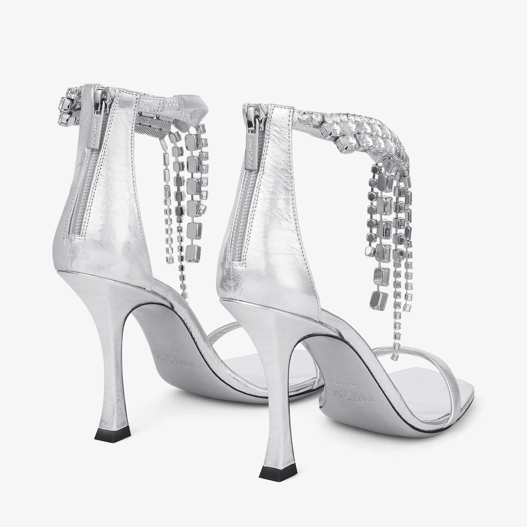 Verity Sandal 100 | Silver Vintage Metallic Leather Sandals | JIMMY CHOO