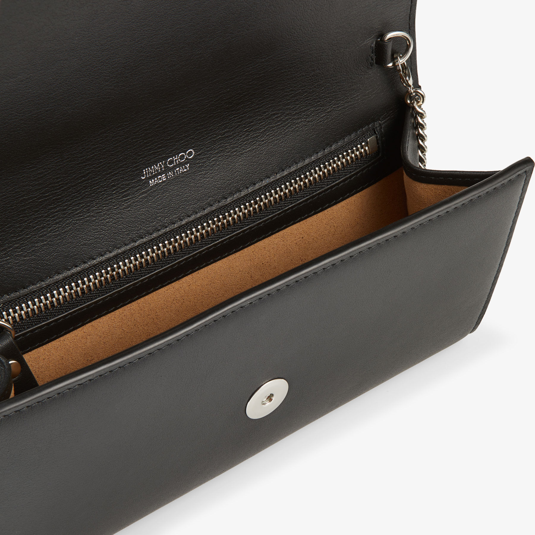 WALLET W/CHAIN | Black Calf Leather Wallet with Crystal Buckle | Winter ...