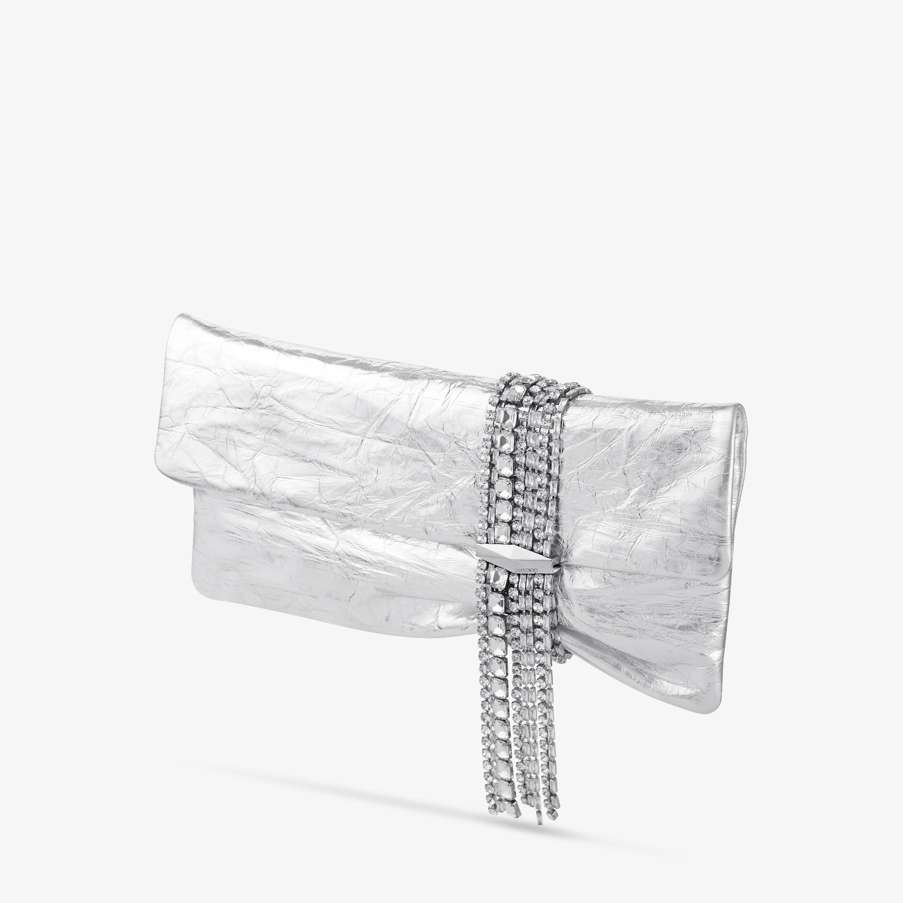 Zandra | Silver Vintage Metallic Leather Clutch Bag | JIMMY CHOO AU