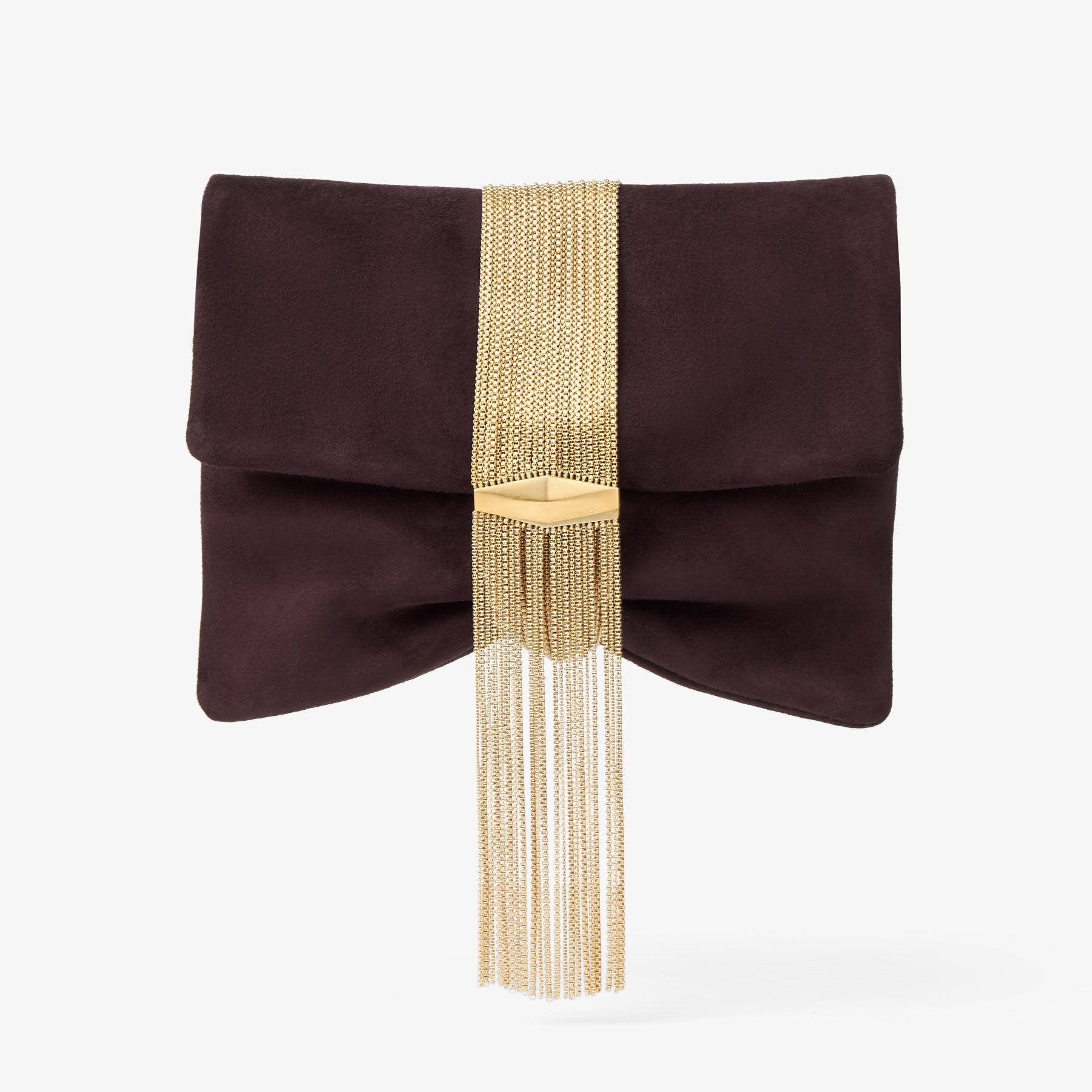 Zandra Shoulder | Deep Merlot Suede Shoulder Bag with Chain Bracelet ...