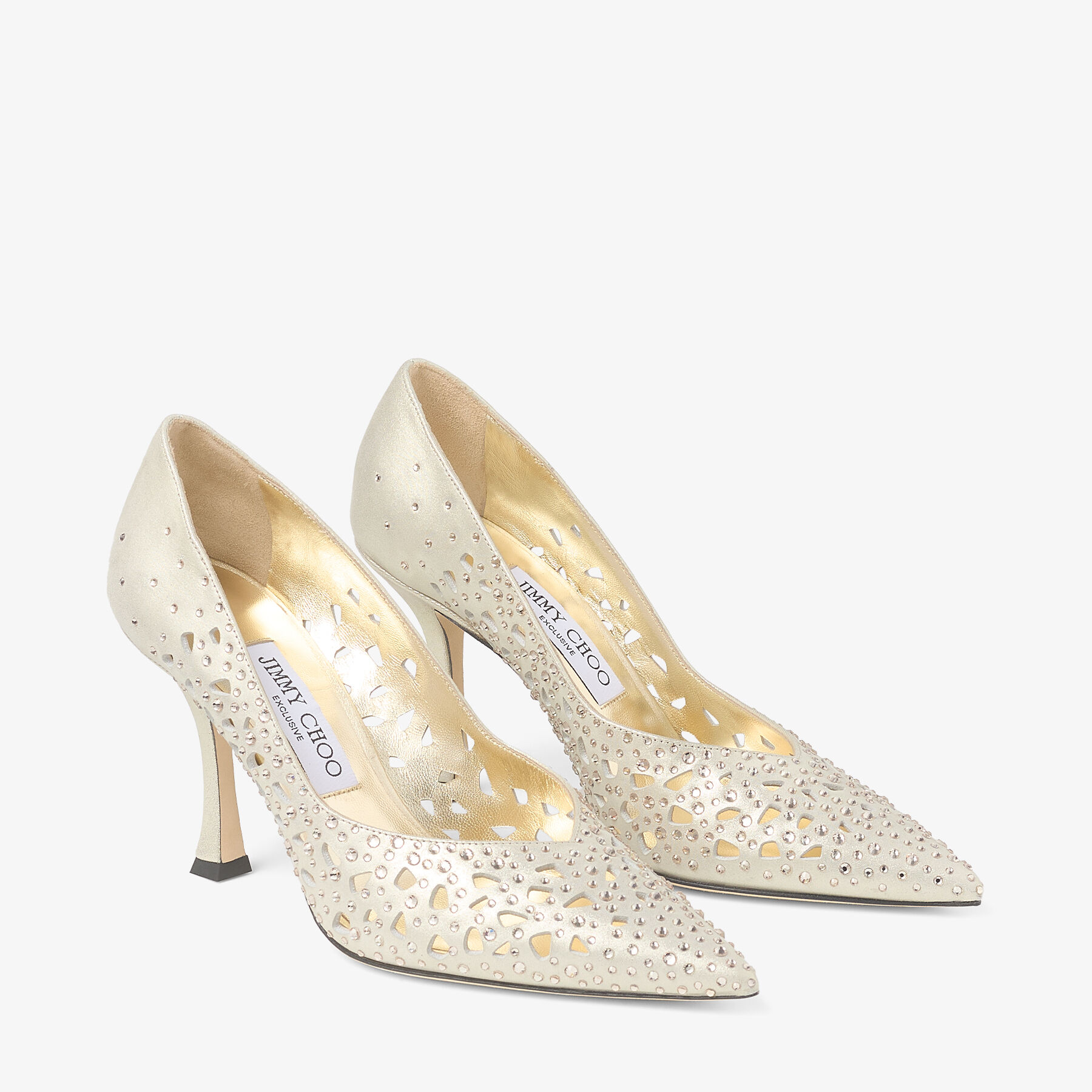 Ziri 90 | Gold Shimmer Suede Crystal Pumps | JIMMY CHOO