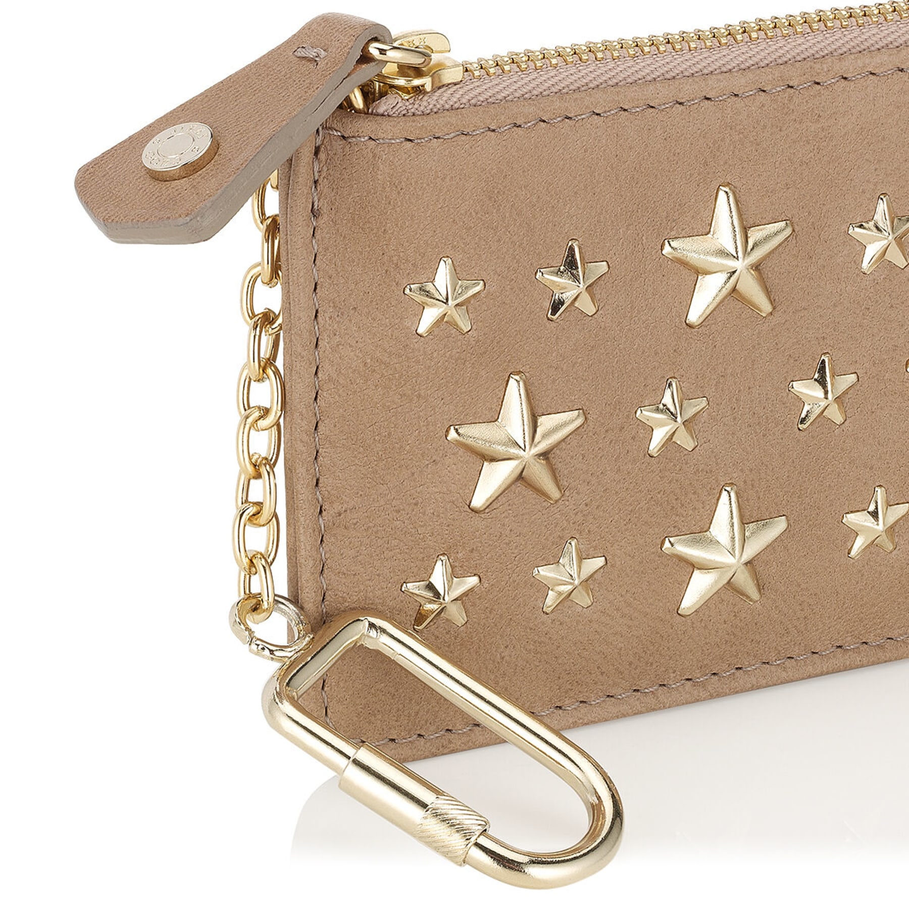 Buff Leather Designer Key Holder with Gold Stars | Nancy | JIMMY CHOO