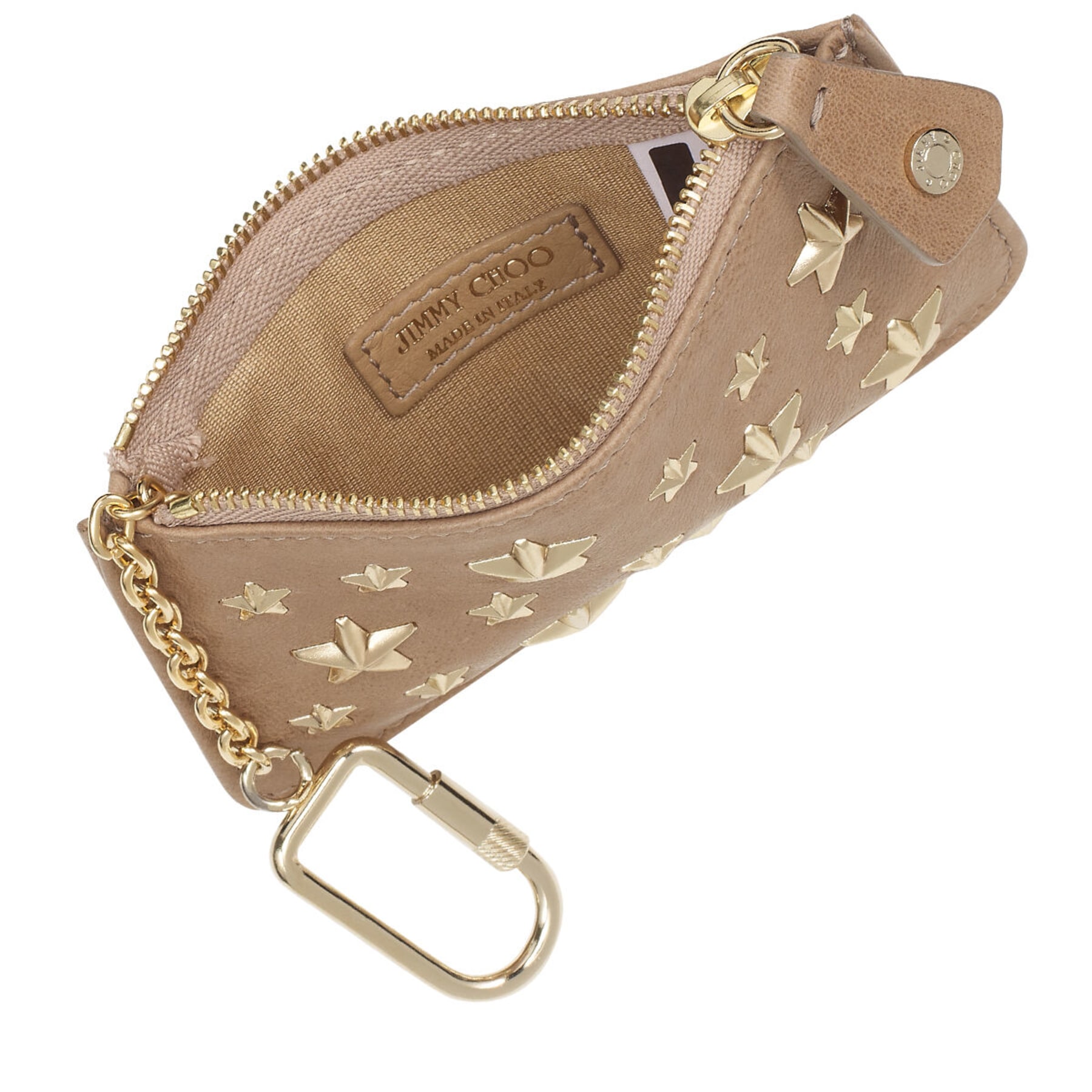 Buff Leather Designer Key Holder with Gold Stars | Nancy | JIMMY CHOO