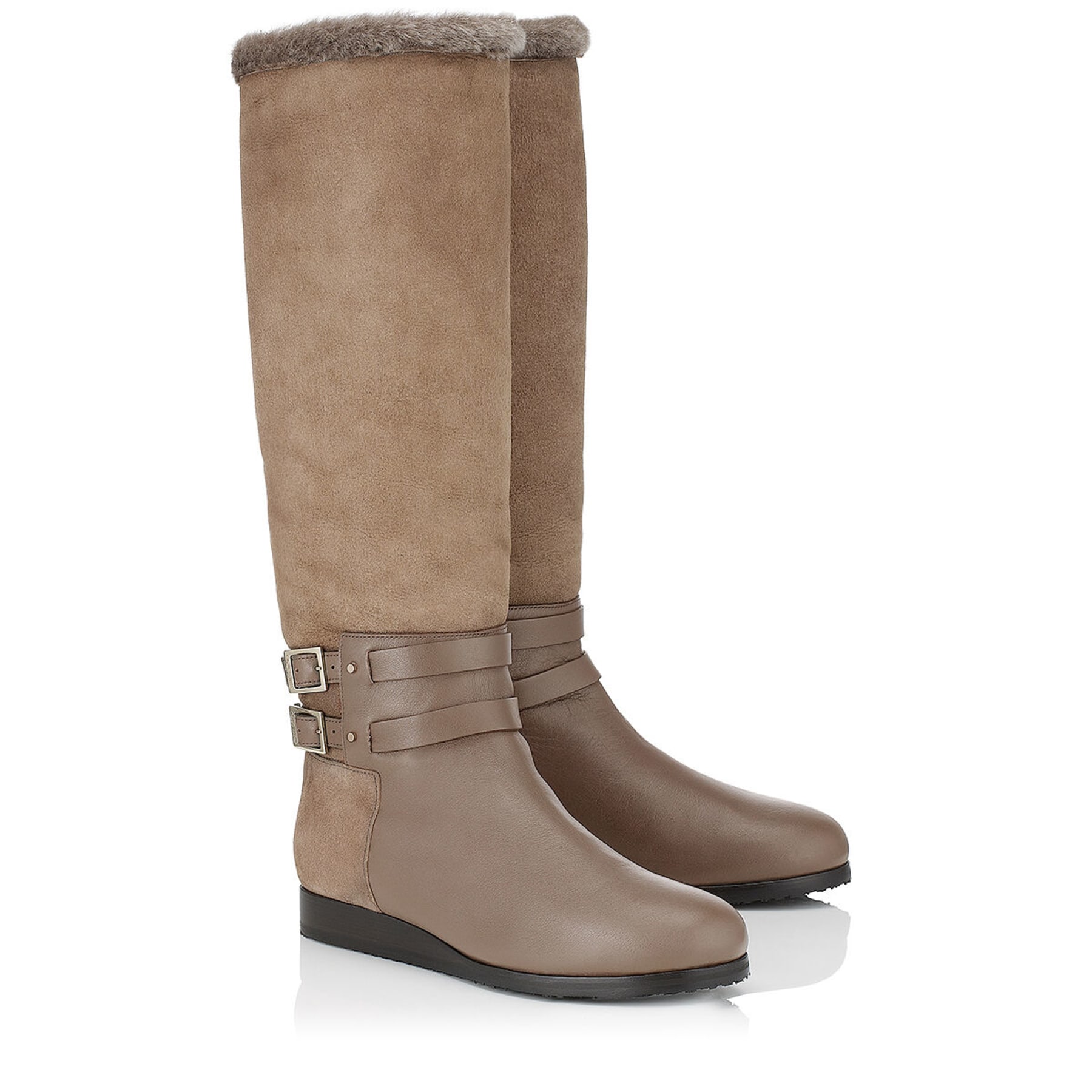 Antelope Suede and Shearling Knee High Boots | Convoy | Autumn Winter ...