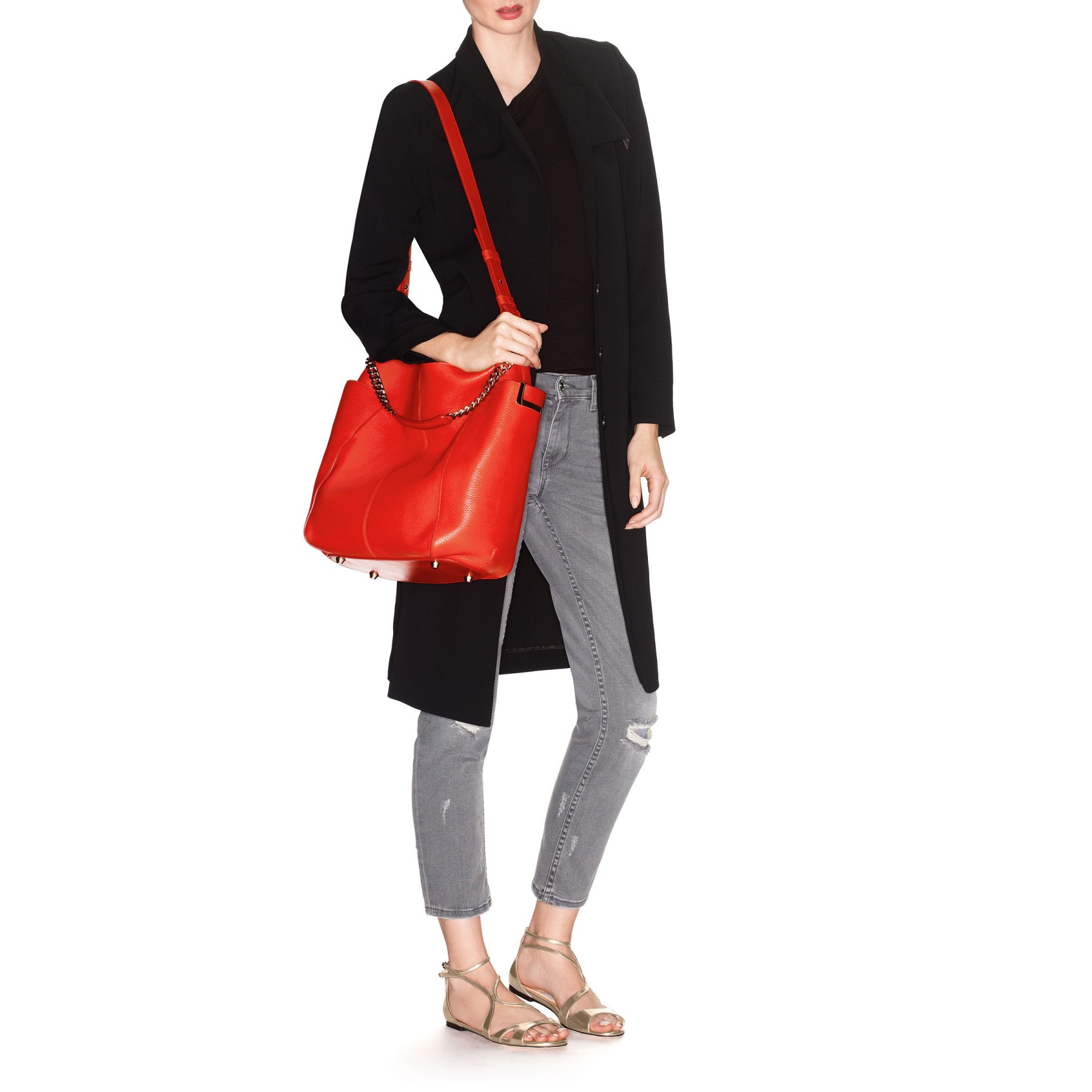 Fire Soft Calf Leather Shoulder Bag | Anna | Spring Summer 15 | JIMMY CHOO