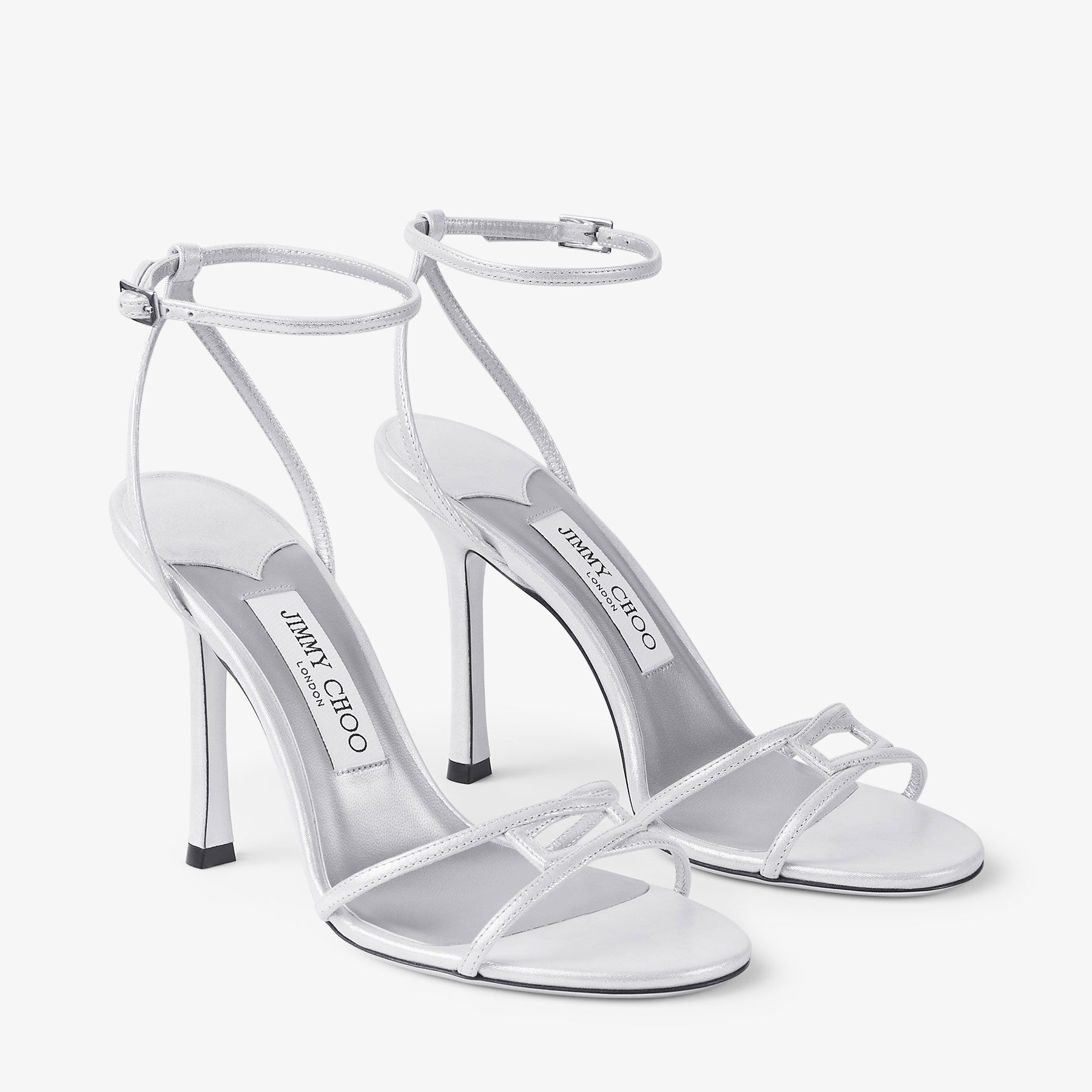 1998 Leo 100 |Silver Shimmer Suede Sandal | JIMMY CHOO