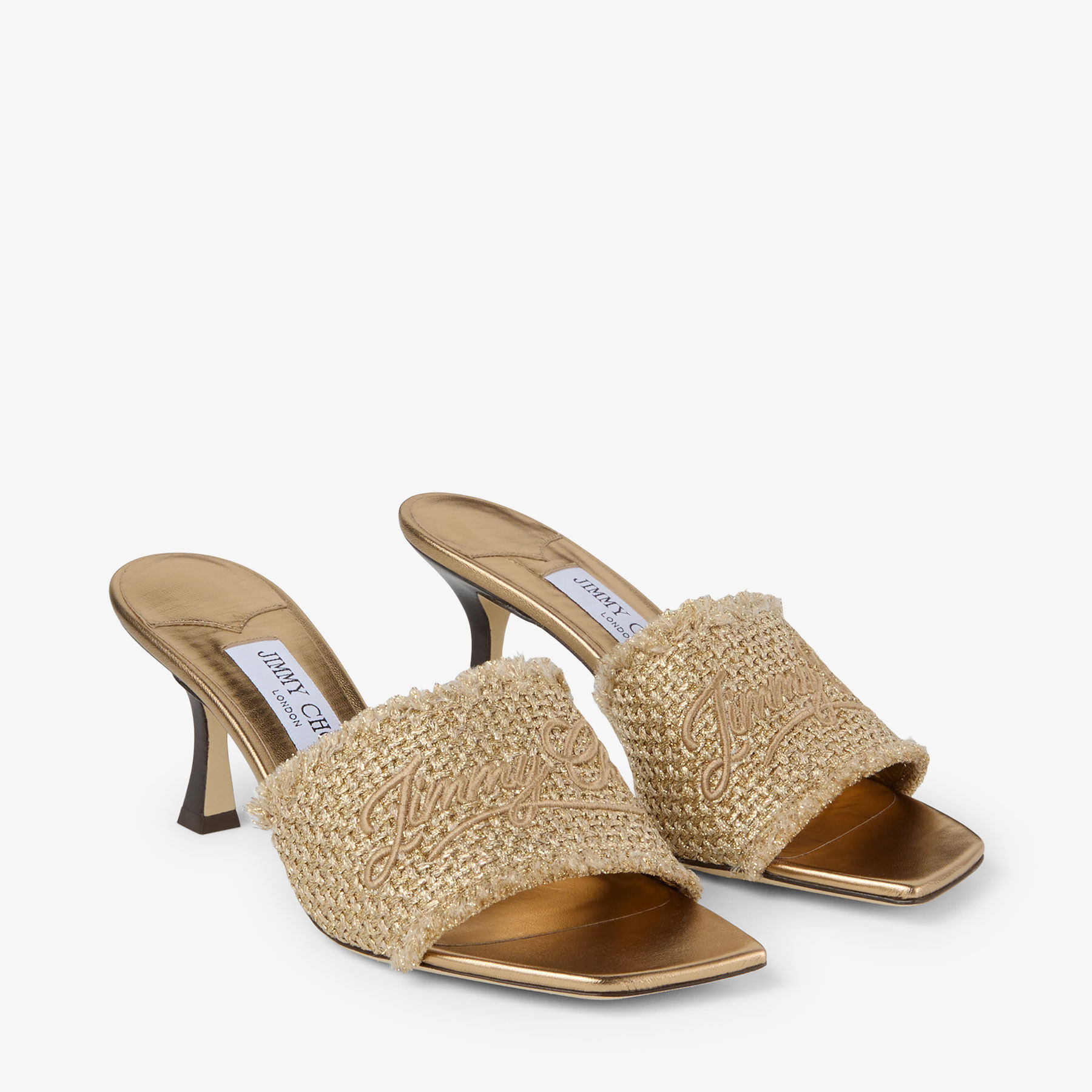 Alexia 70 | Gold Woven Lurex Sandals | JIMMY CHOO