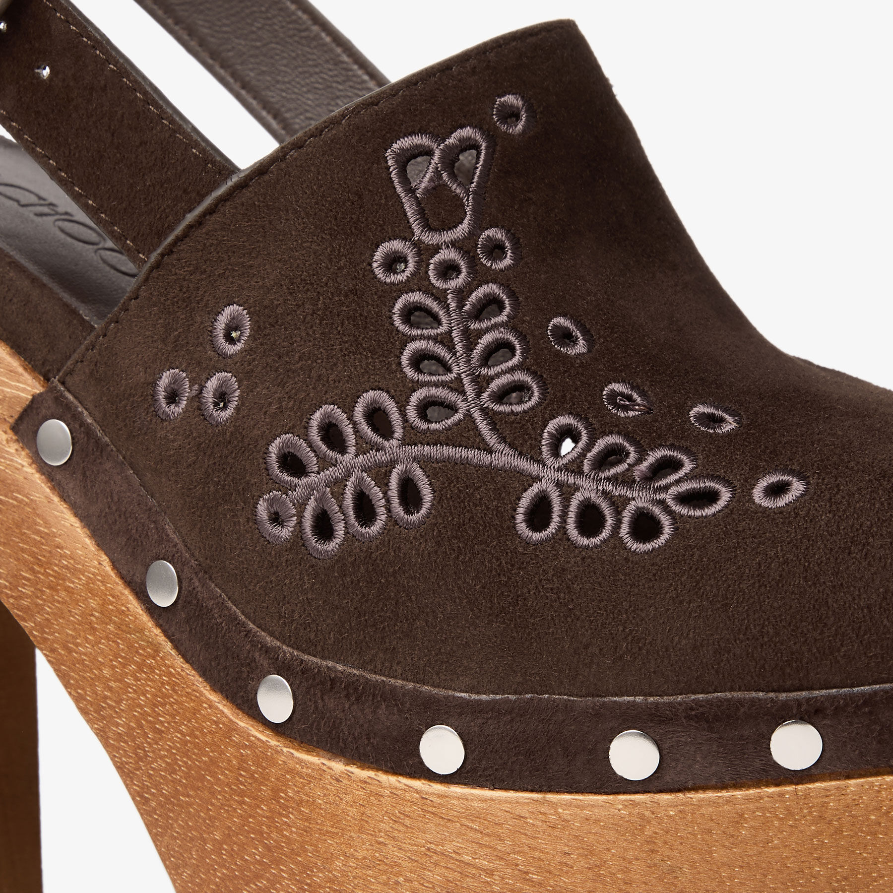 Alida Platform 135 |Suede Slingback Clog with Sangallo Embroidery ...