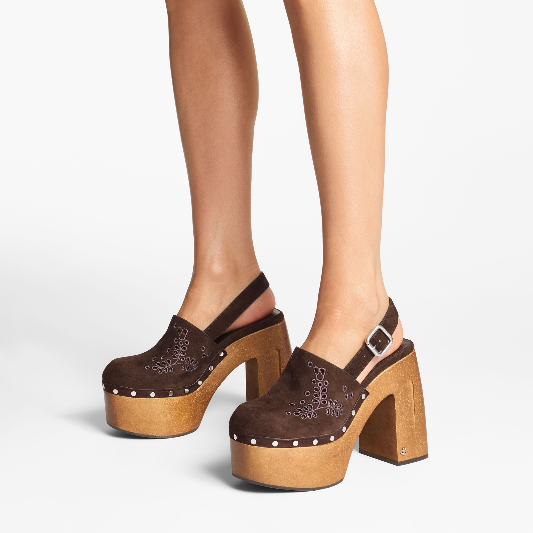 Alida Platform 135 |Suede Slingback Clog with Sangallo Embroidery ...