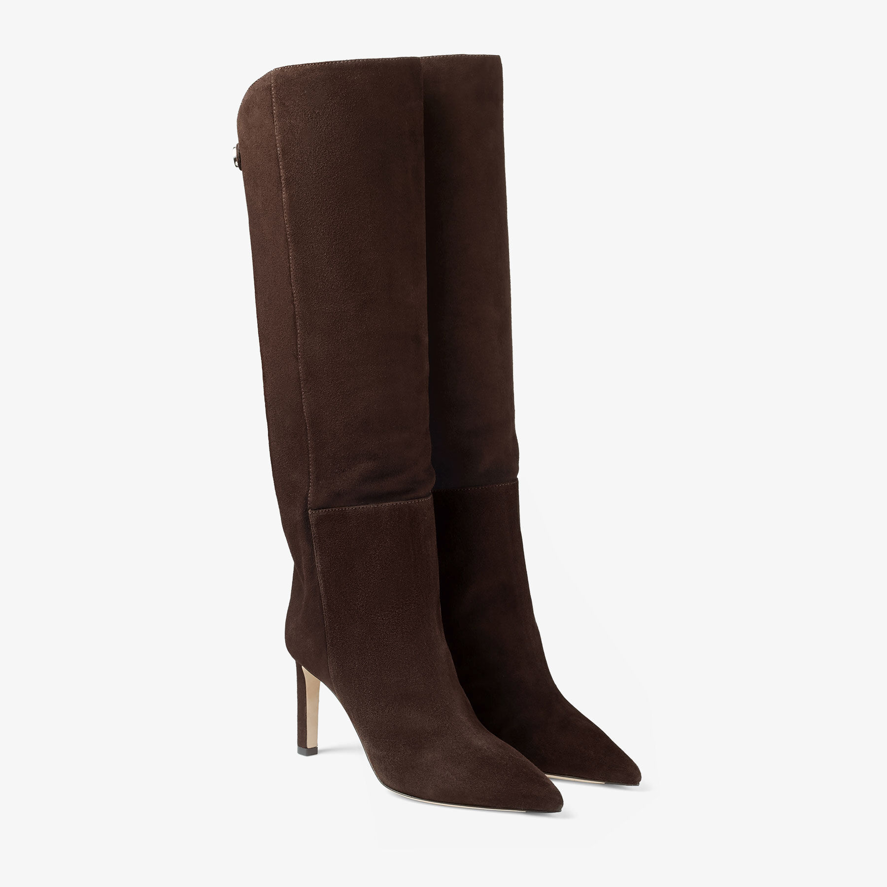 Alizze Knee Boot 85 | Chocolate Suede Knee High Boots | JIMMY CHOO US
