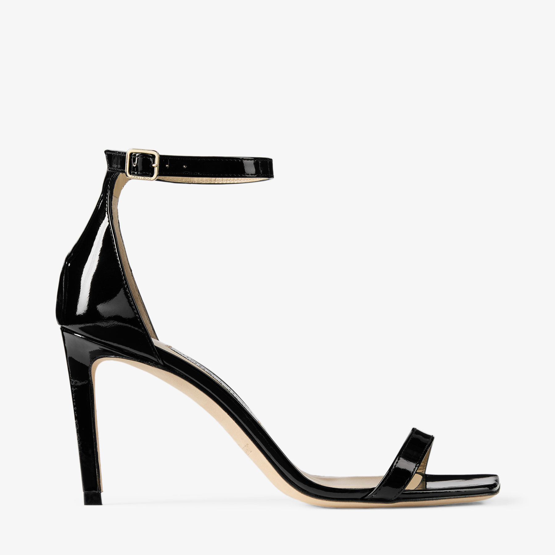 Alva 85 | Black Liquid Metal Leather Sandals | JIMMY CHOO