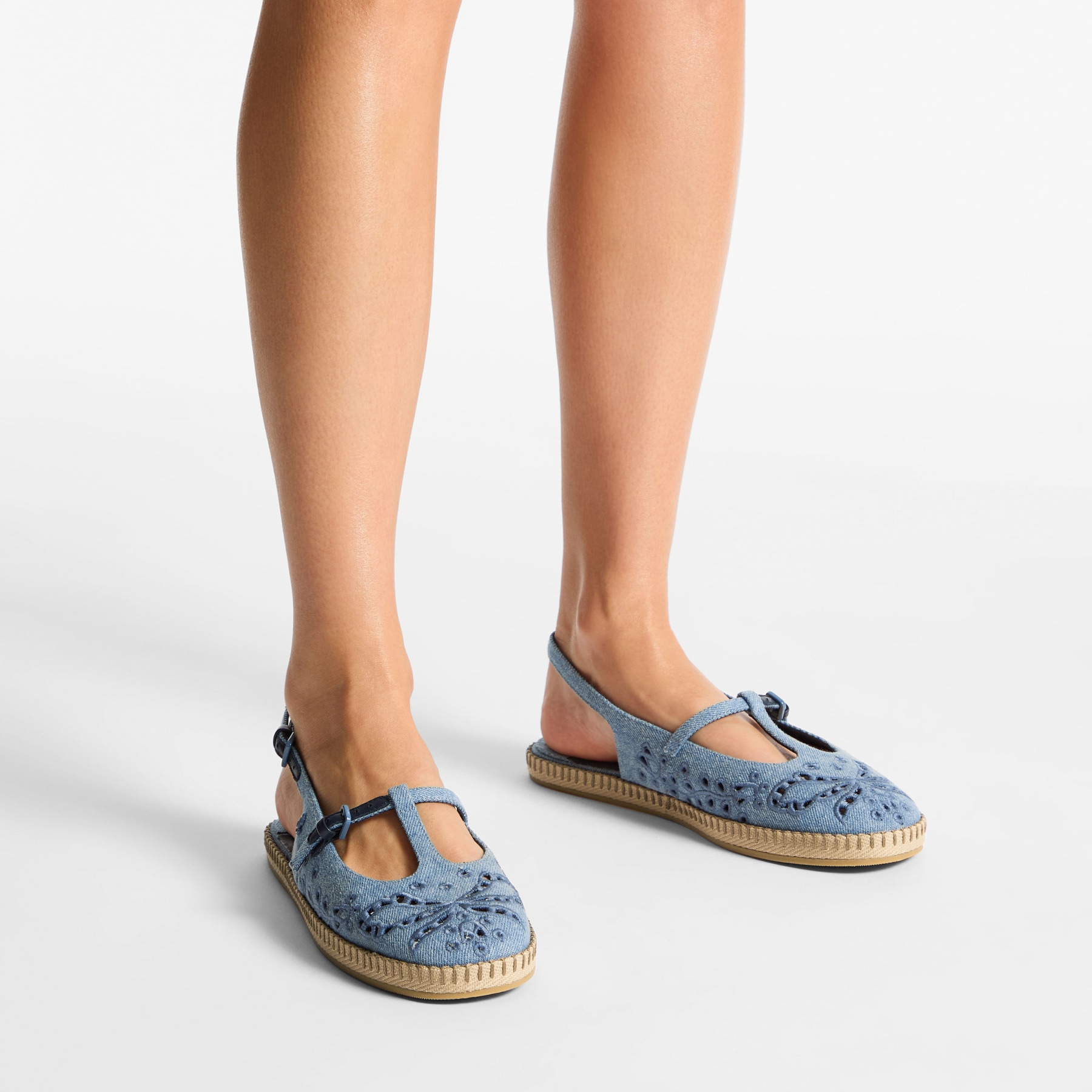 Amiee Flat |Blue Haze Denim Espadrilles with Sangallo Embroidery ...
