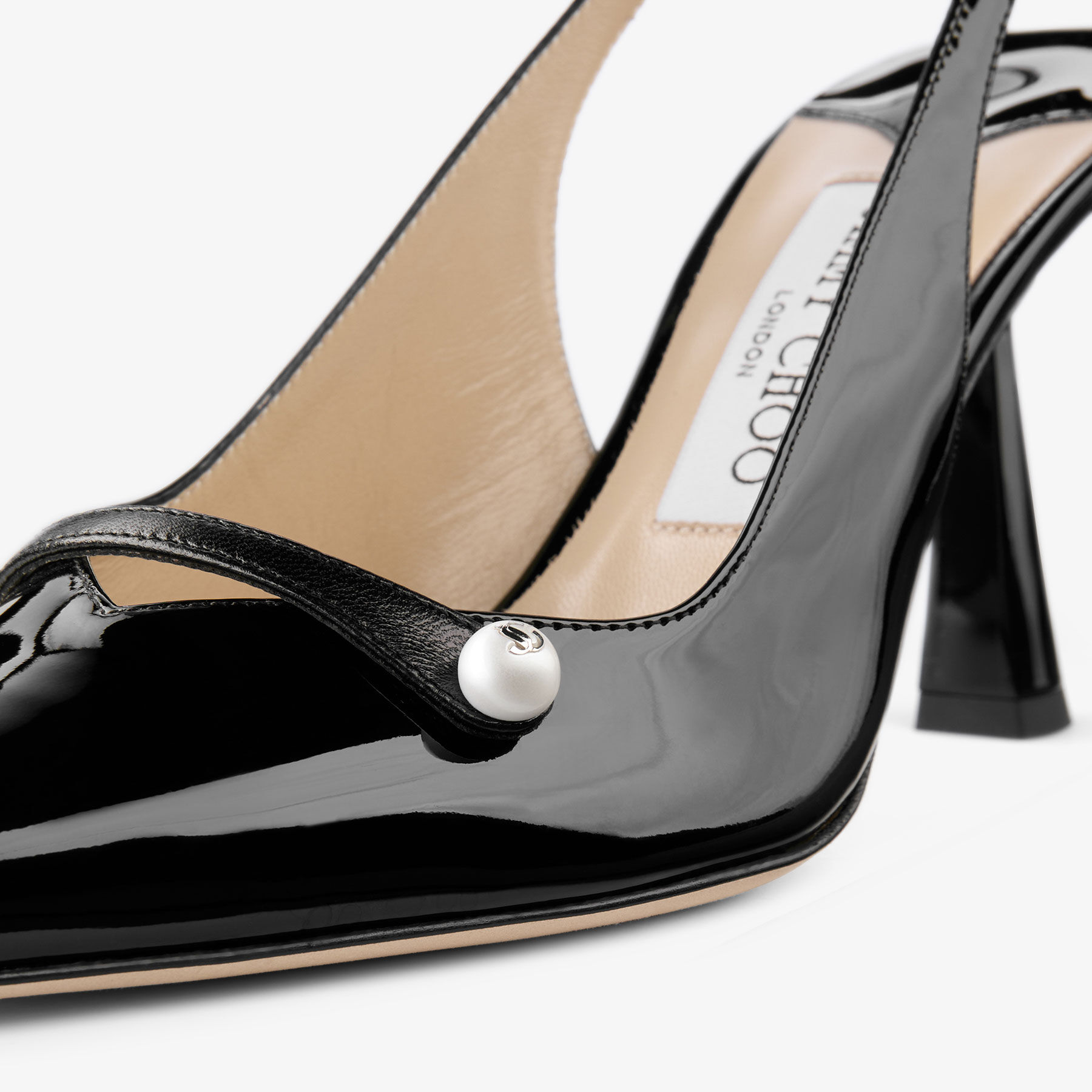 Amita 85 | Black Patent Nappa Leather Slingbacks | JIMMY CHOO