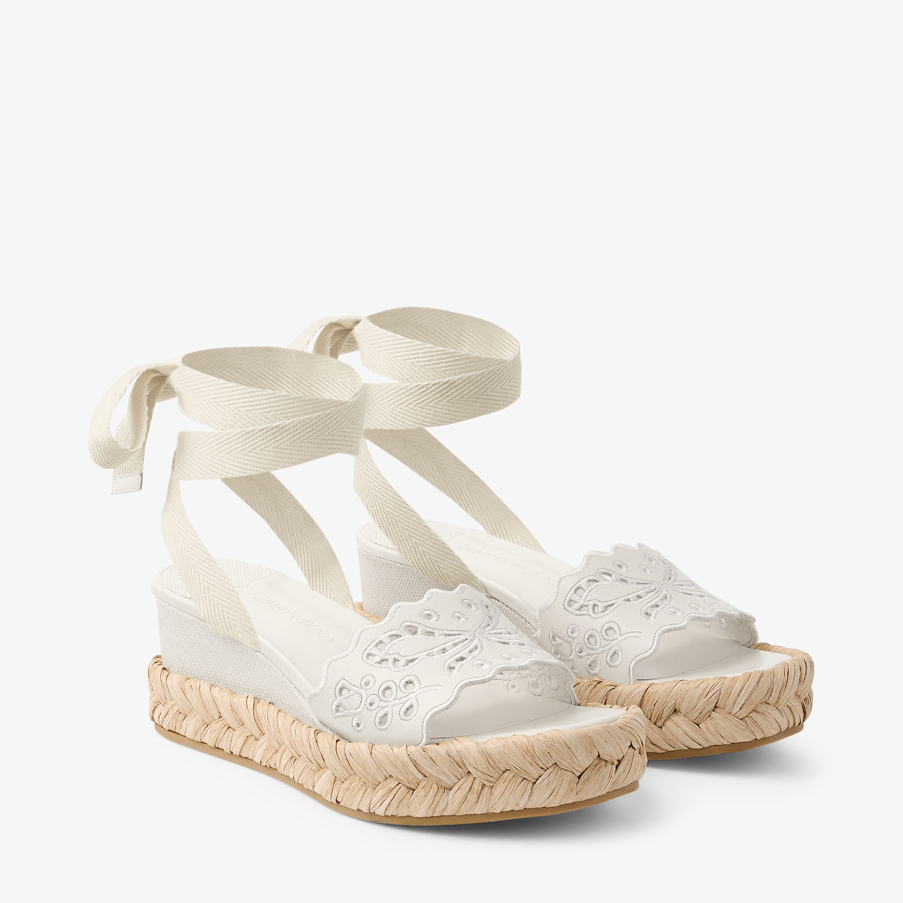 Arlee Wedge 60 |Latte Canvas Wedge Sandal with Sangallo Embroidery ...