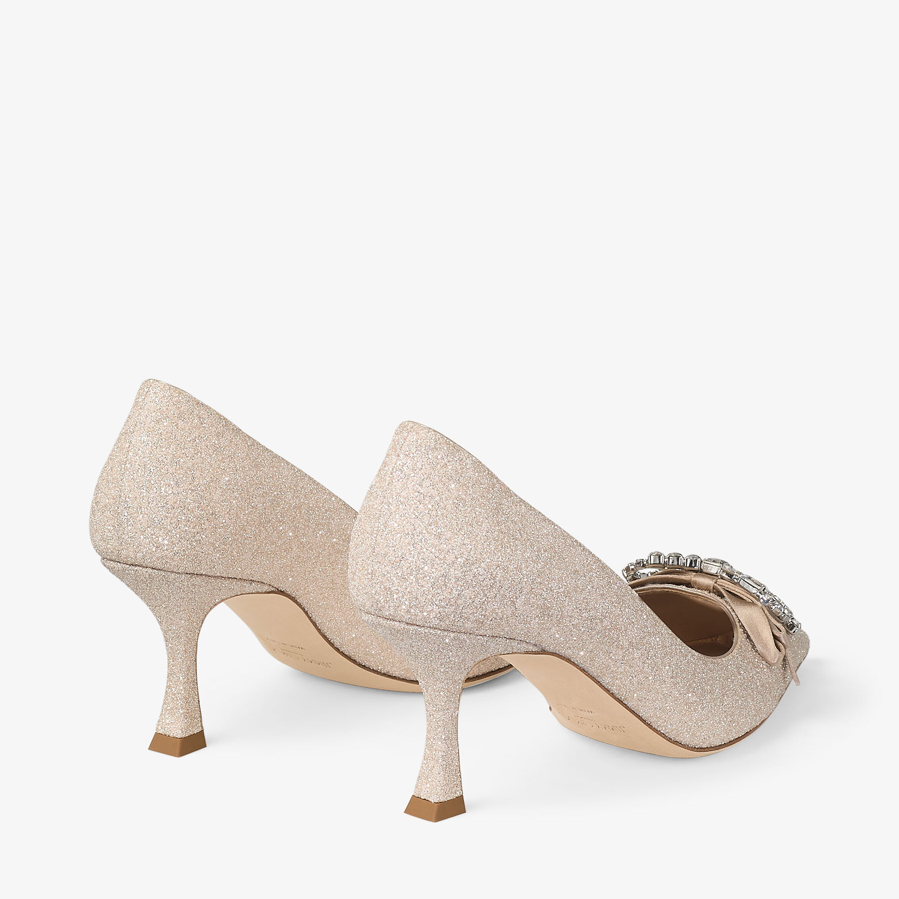 Auria 70 | Light Soft Gold Caviar Glitter Fabric Pumps | JIMMY CHOO