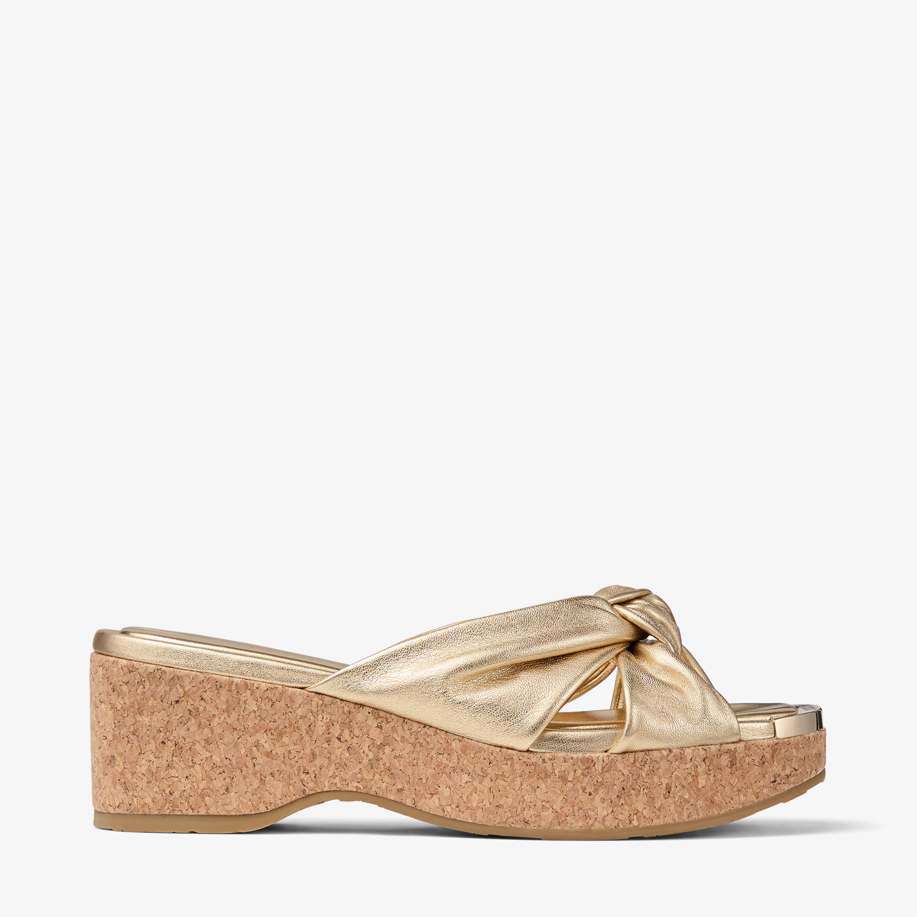 Avenue Wedge 50 | Gold Metallic Nappa Wedge Mules | JIMMY CHOO