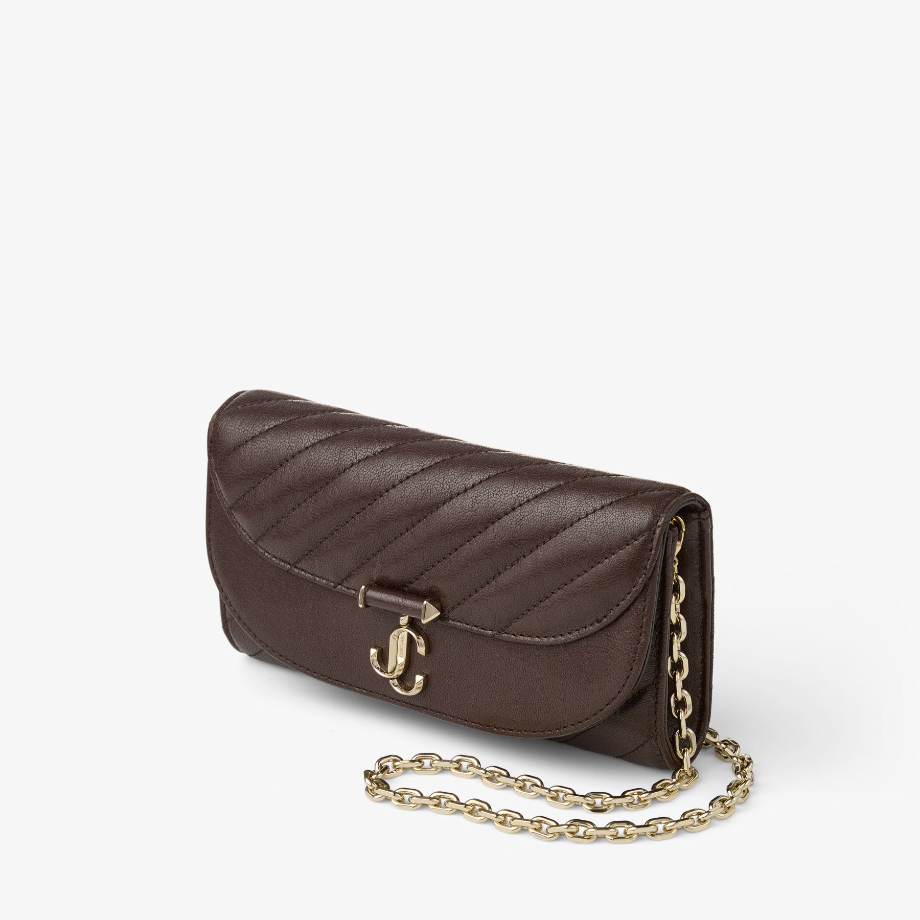Curve Wallet With Chain | Chocolate Quilted Biker Leather Wallet Chain ...