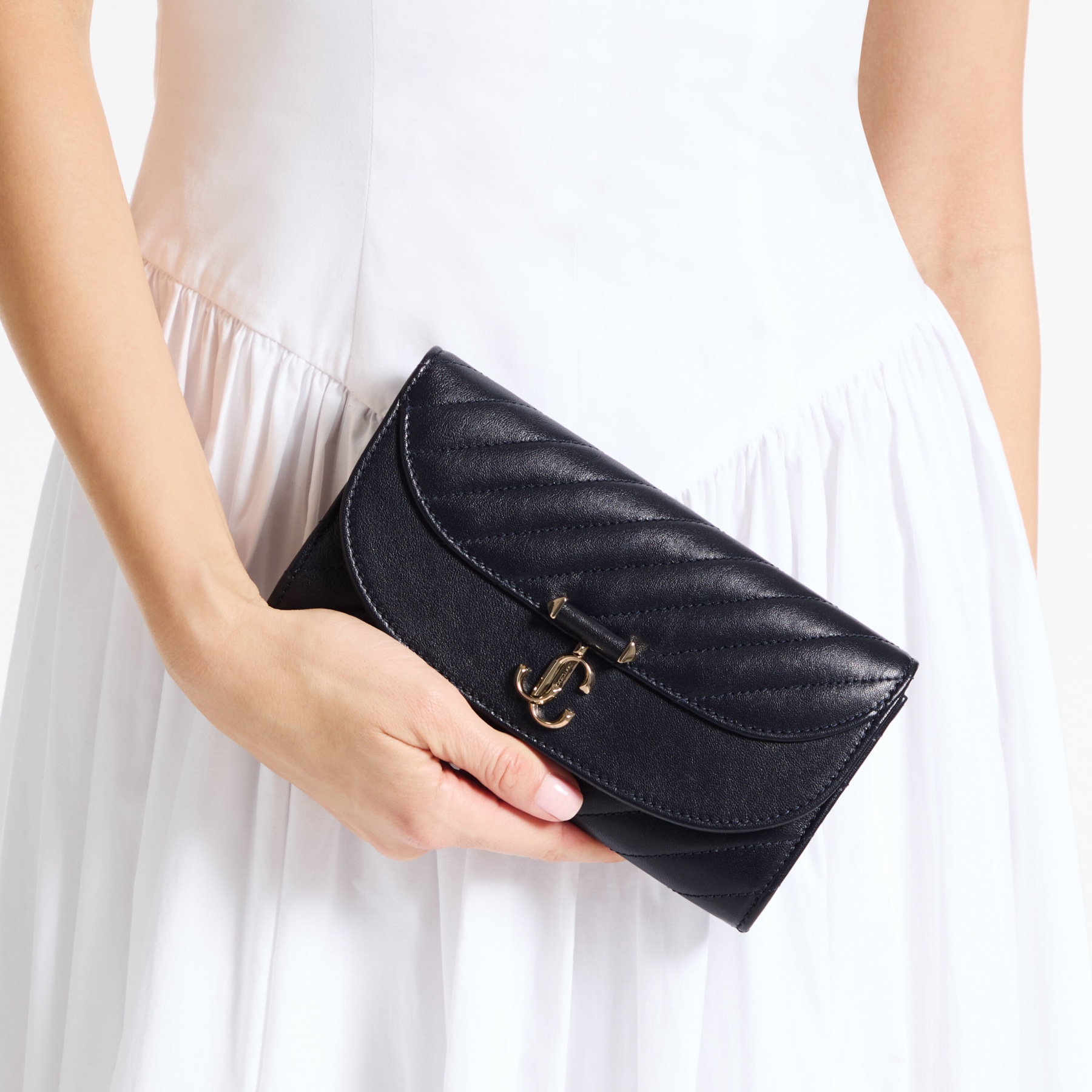 Curve Wallet With Chain | Marine Quilted Biker Leather Wallet with ...