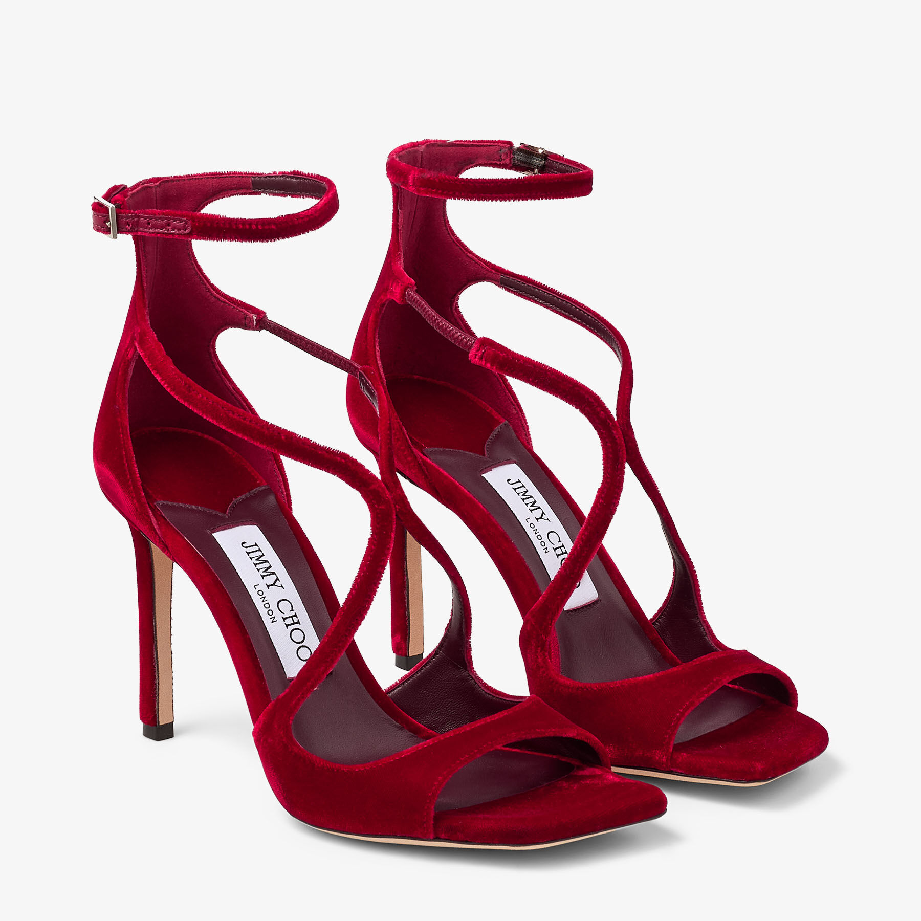 Azia 95 | Ruby Red Velvet Sandals | JIMMY CHOO