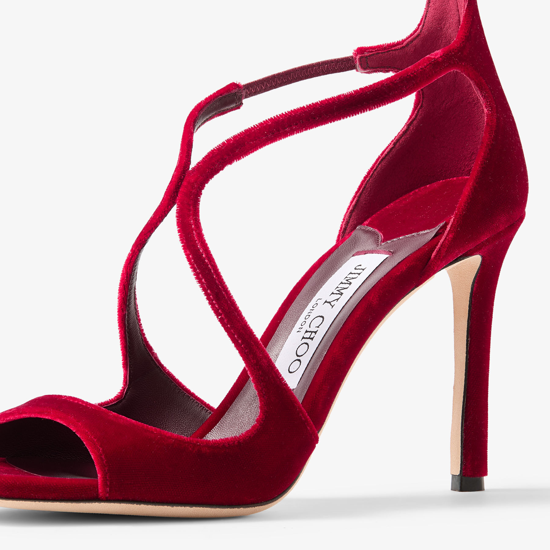 Azia 95 | Ruby Red Velvet Sandals | JIMMY CHOO