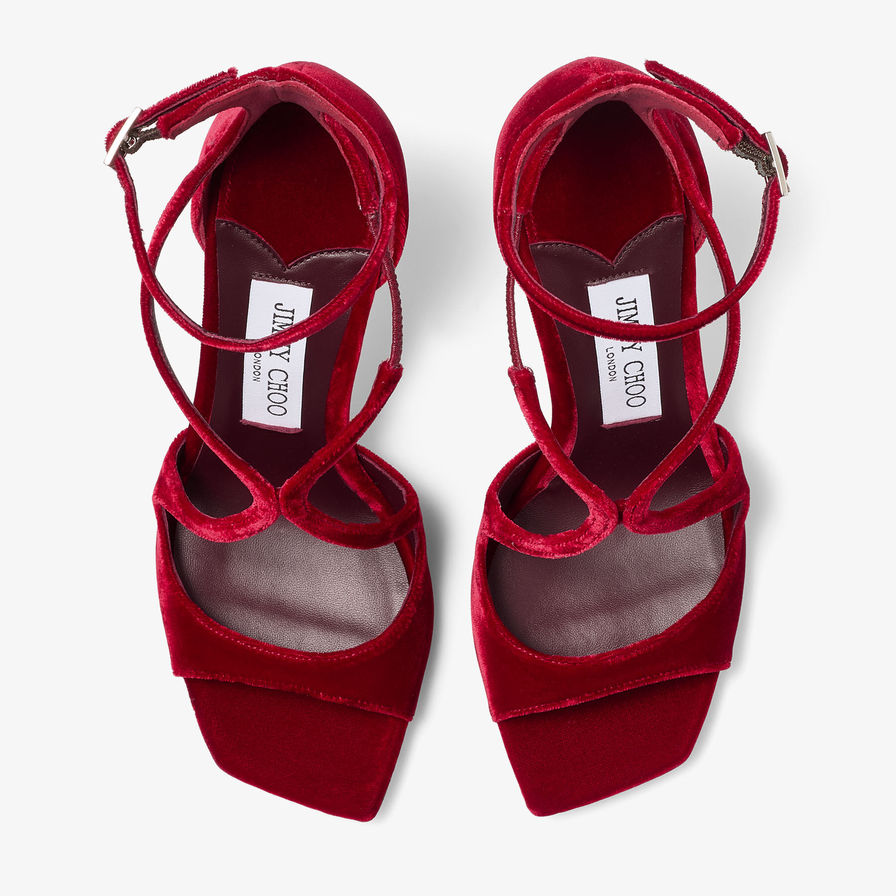 Azia 95 | Ruby Red Velvet Sandals | JIMMY CHOO