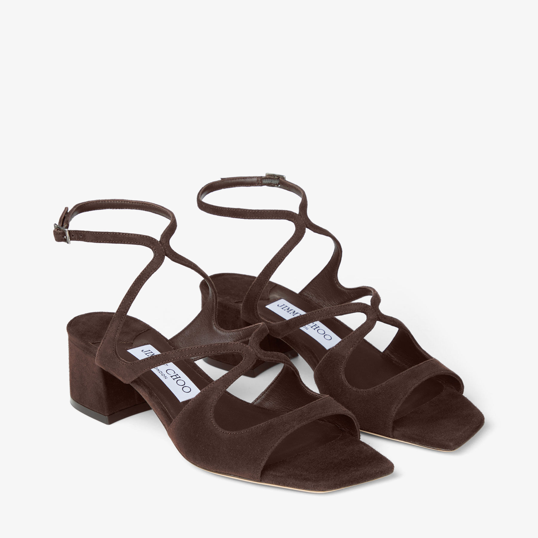 Azilia 45 |Chocolate Suede Strappy Sandal | JIMMY CHOO
