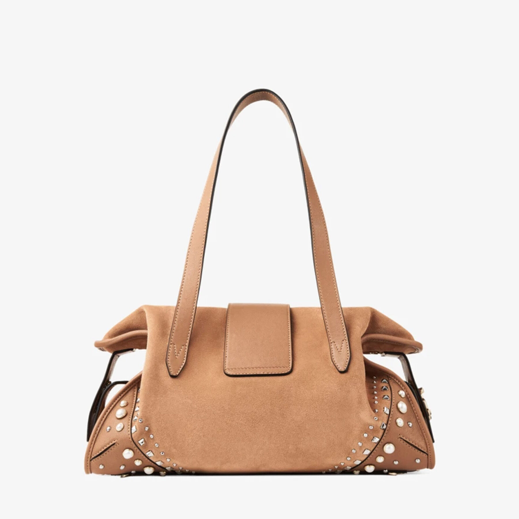 Bar Holdall Medium | Toffee Suede Holdall Bag with Biker Leather Trim ...