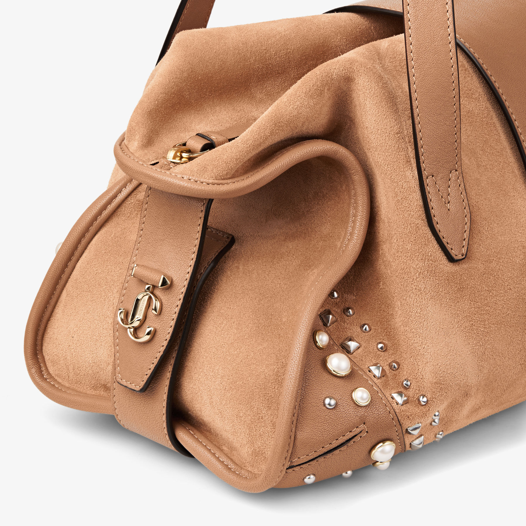 Bar Holdall Medium | Toffee Suede Holdall Bag with Biker Leather Trim ...