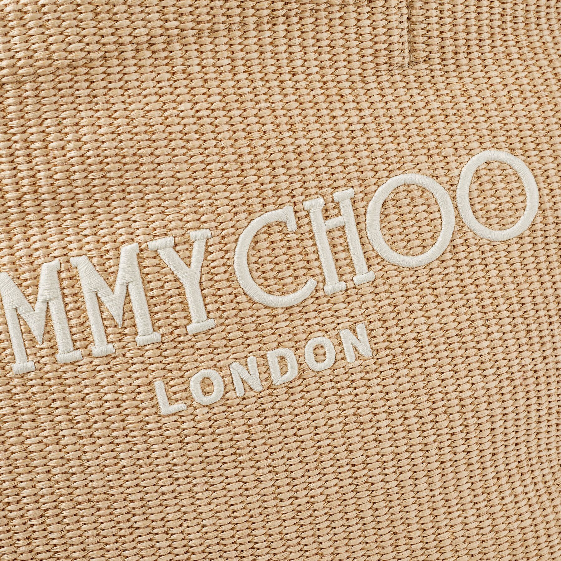 Beach Tote E/W | Natural Raffia Embroidered Tote Bag | JIMMY CHOO