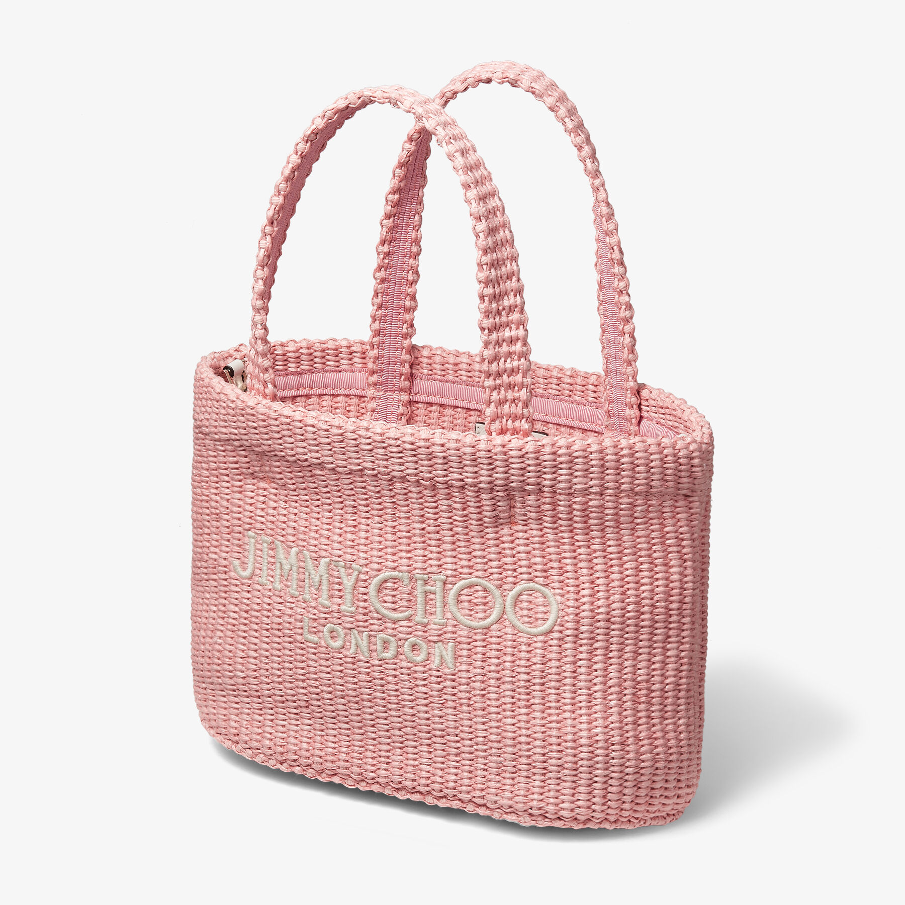 Beach Tote E/W Mini | Rose/Latte Raffia Embroidered Mini Tote Bag ...