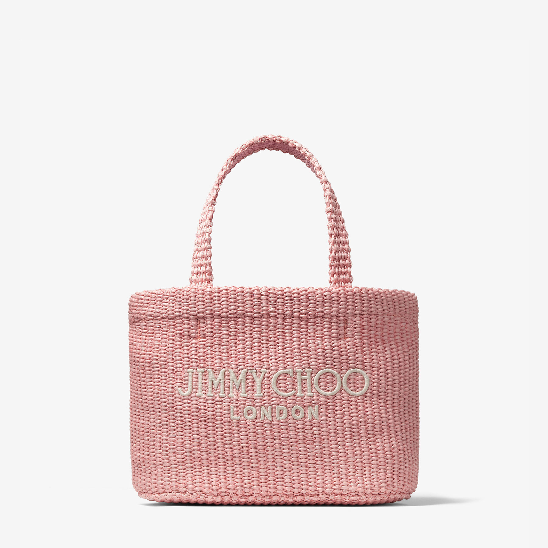 Beach Tote E/W Mini | Rose/Latte Raffia Embroidered Mini Tote Bag ...