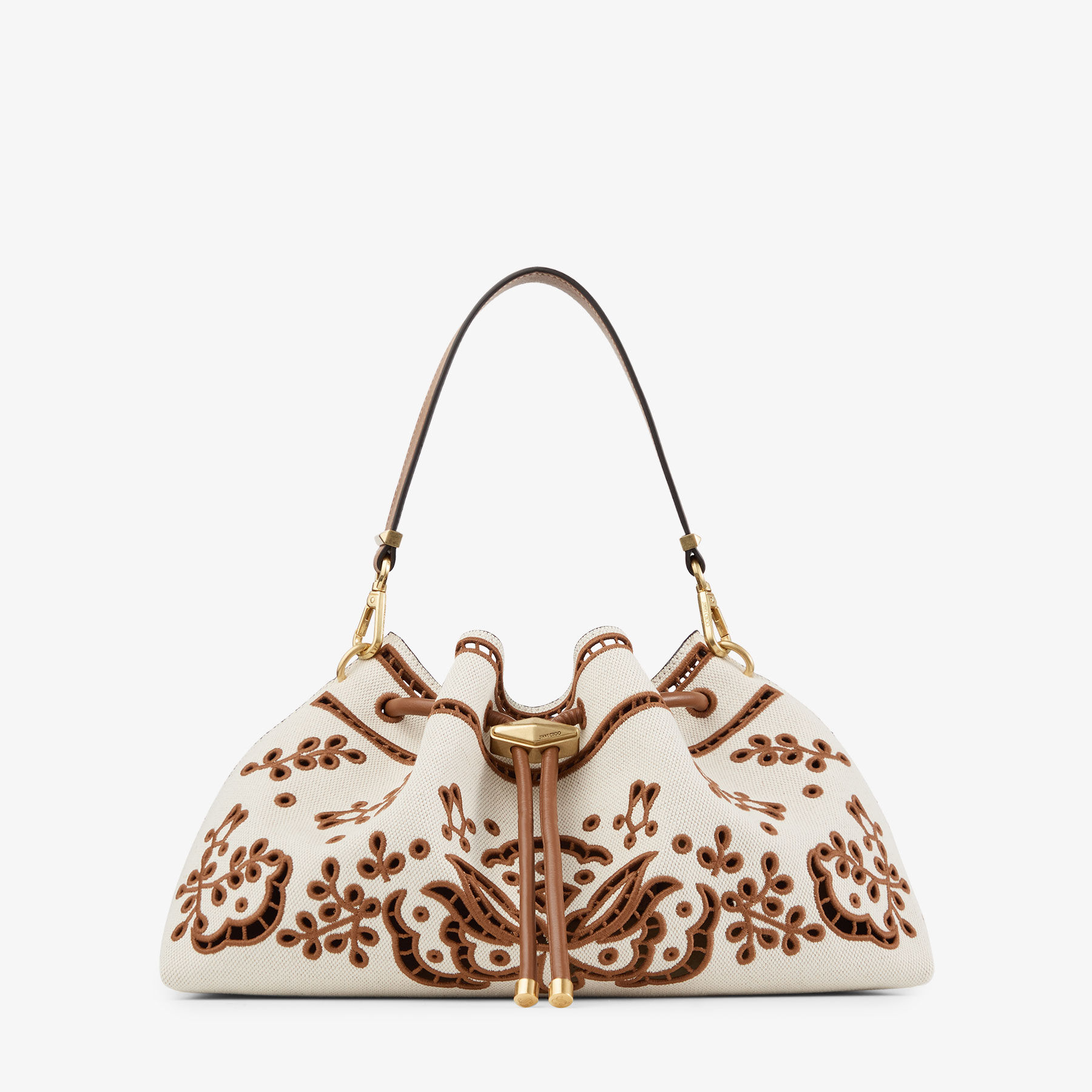 Cinch M | Canvas Shoulder Bag With Sangallo Embroidery | JIMMY CHOO