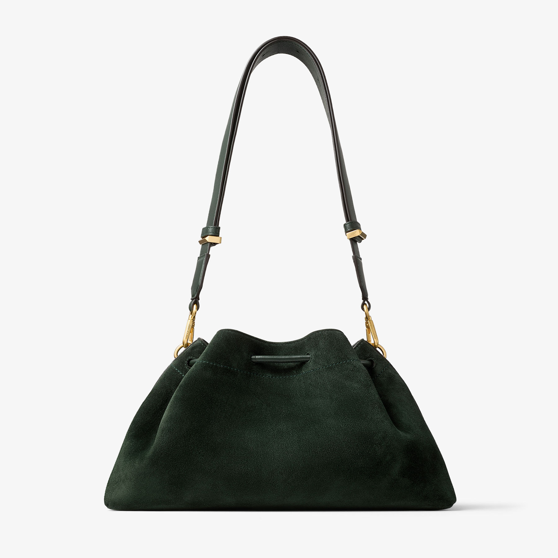 Cinch Medium | British Green Suede Shoulder Bag | JIMMY CHOO