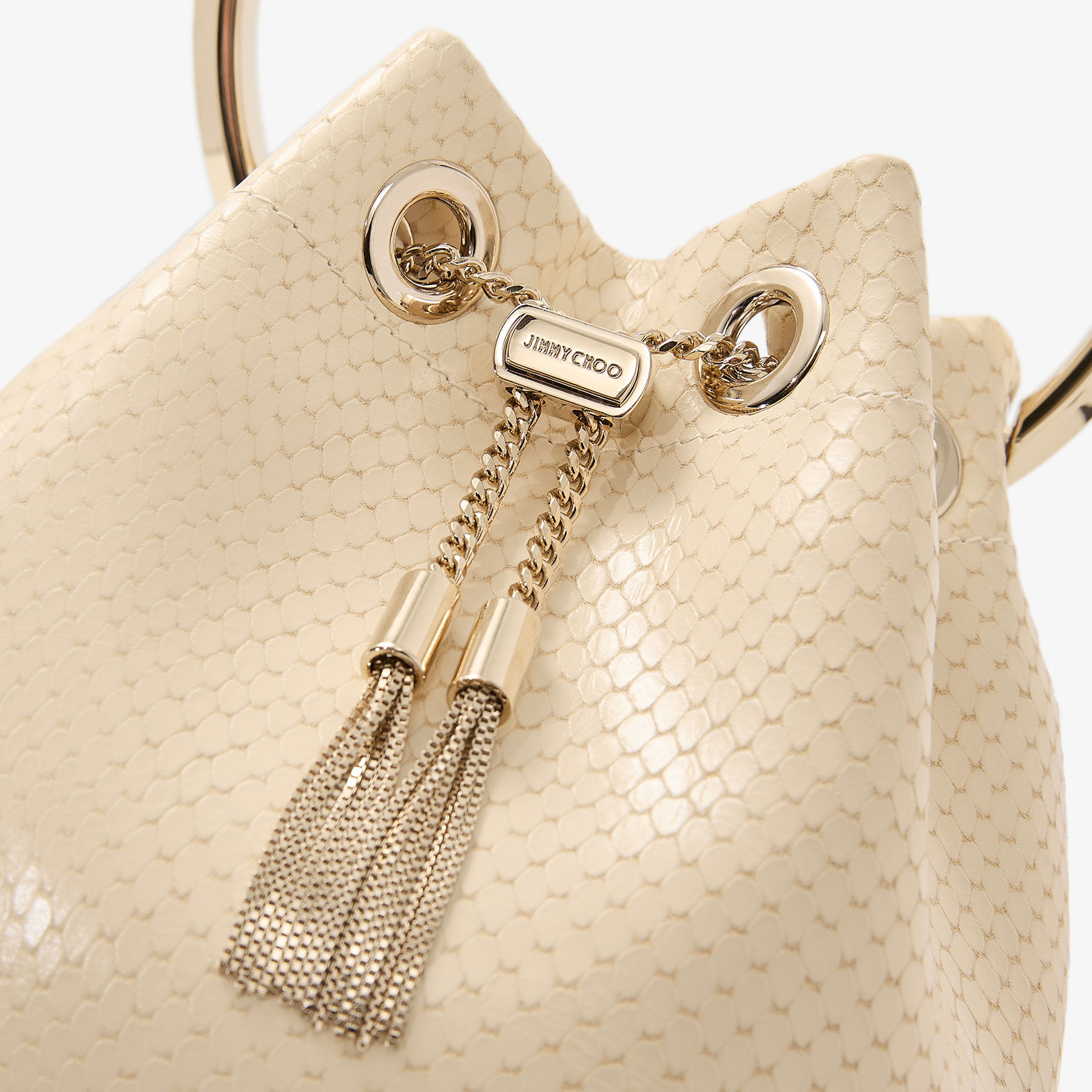 Bon Bon | Yellow Buttermilk Elaphe Print Leather Bag | JIMMY CHOO