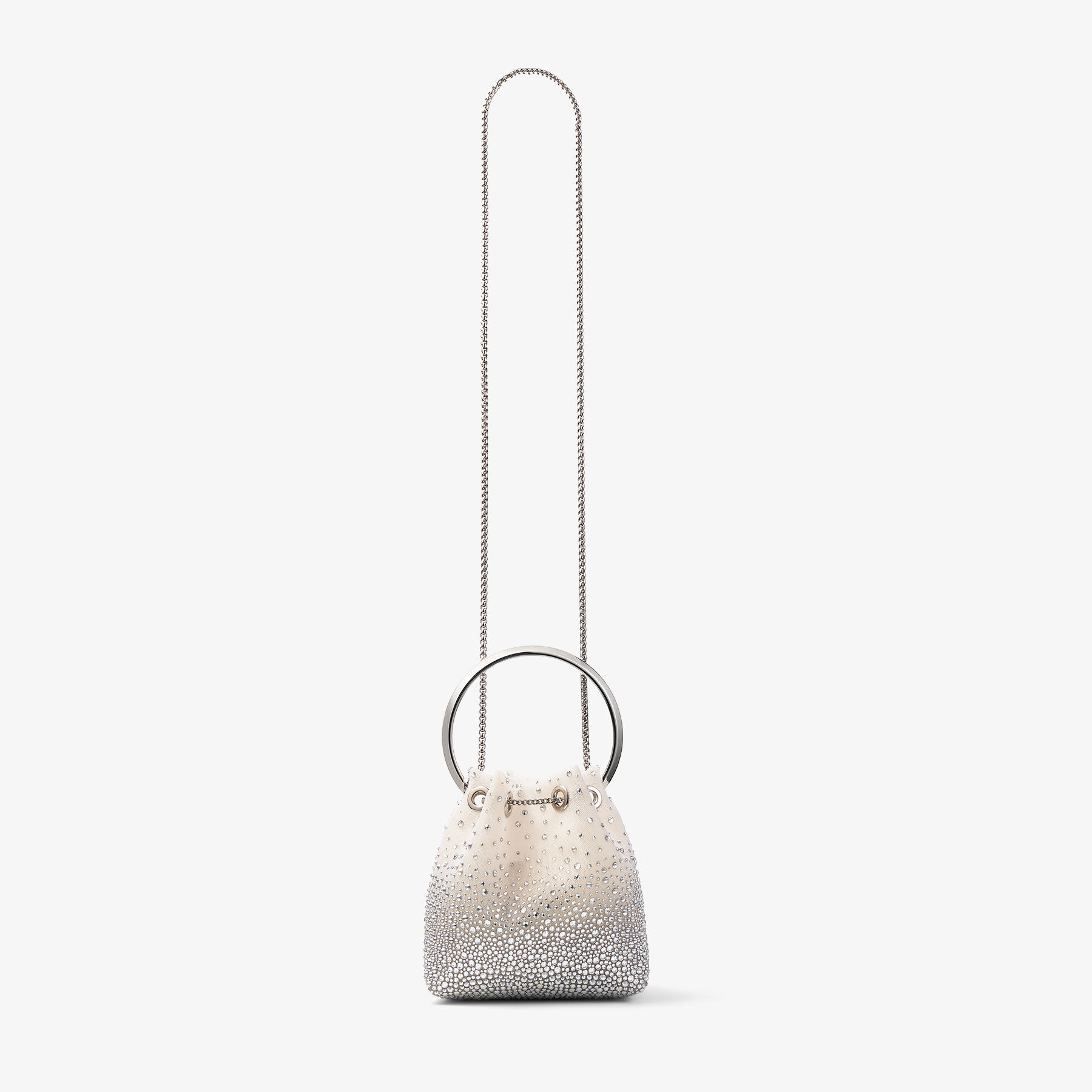 Bon Bon | White Crystal Mesh Handbag | New Collection | JIMMY CHOO