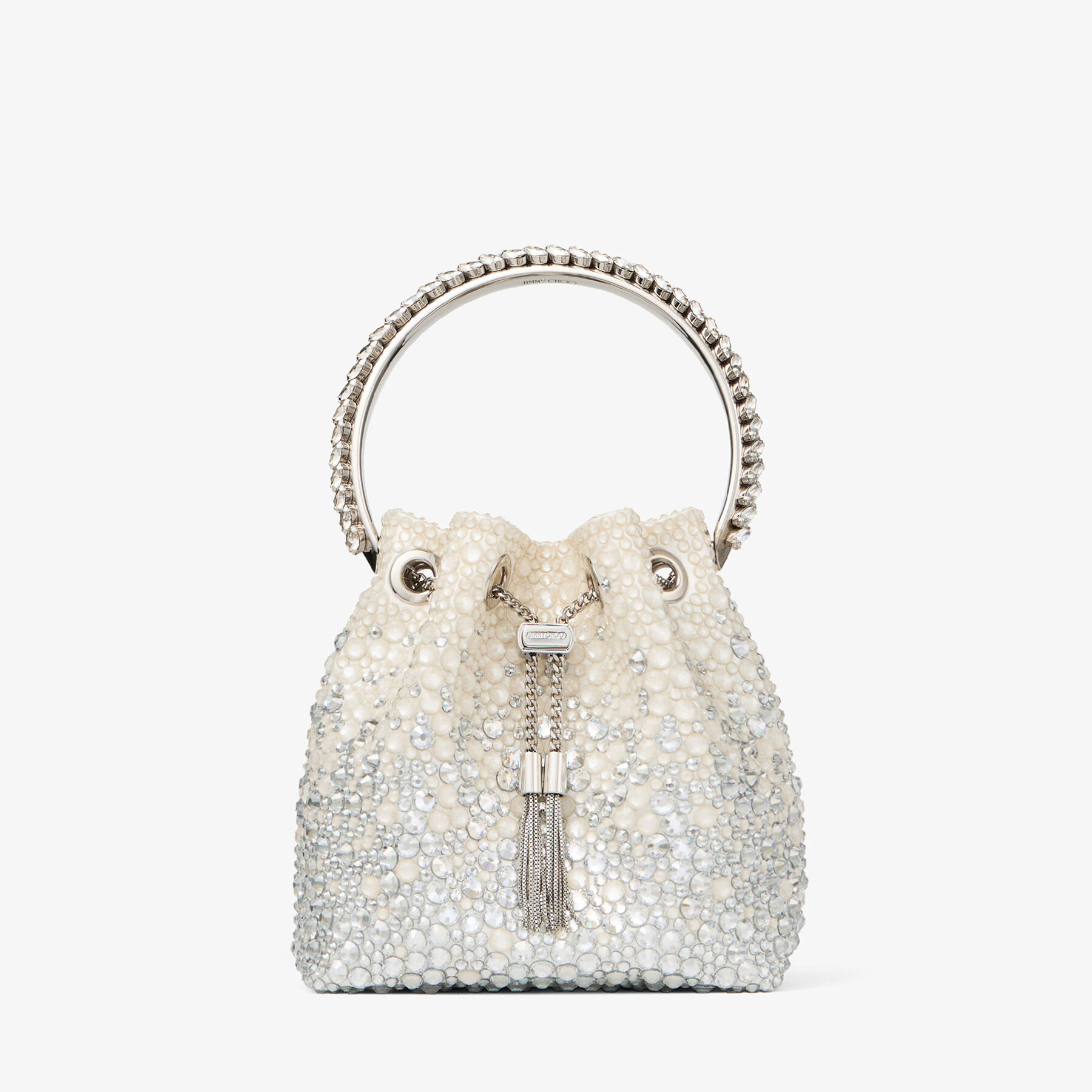 Bon Bon | Ivory Satin Crystal Bag | JIMMY CHOO
